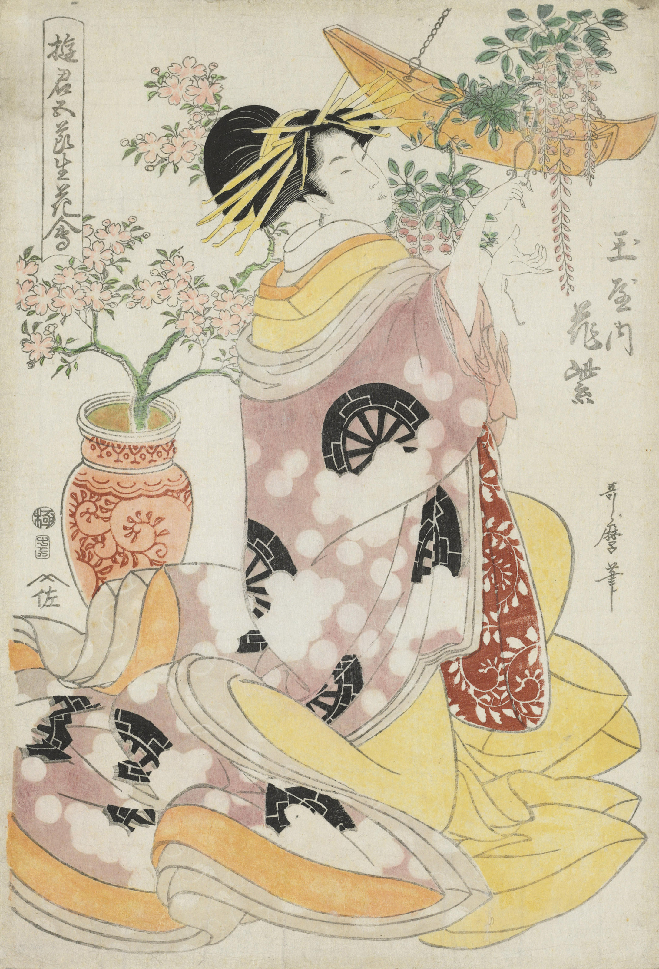 KITAGAWA UTAMARO (1853? - 1806), The Courtesan Hanamurasaki of the ...