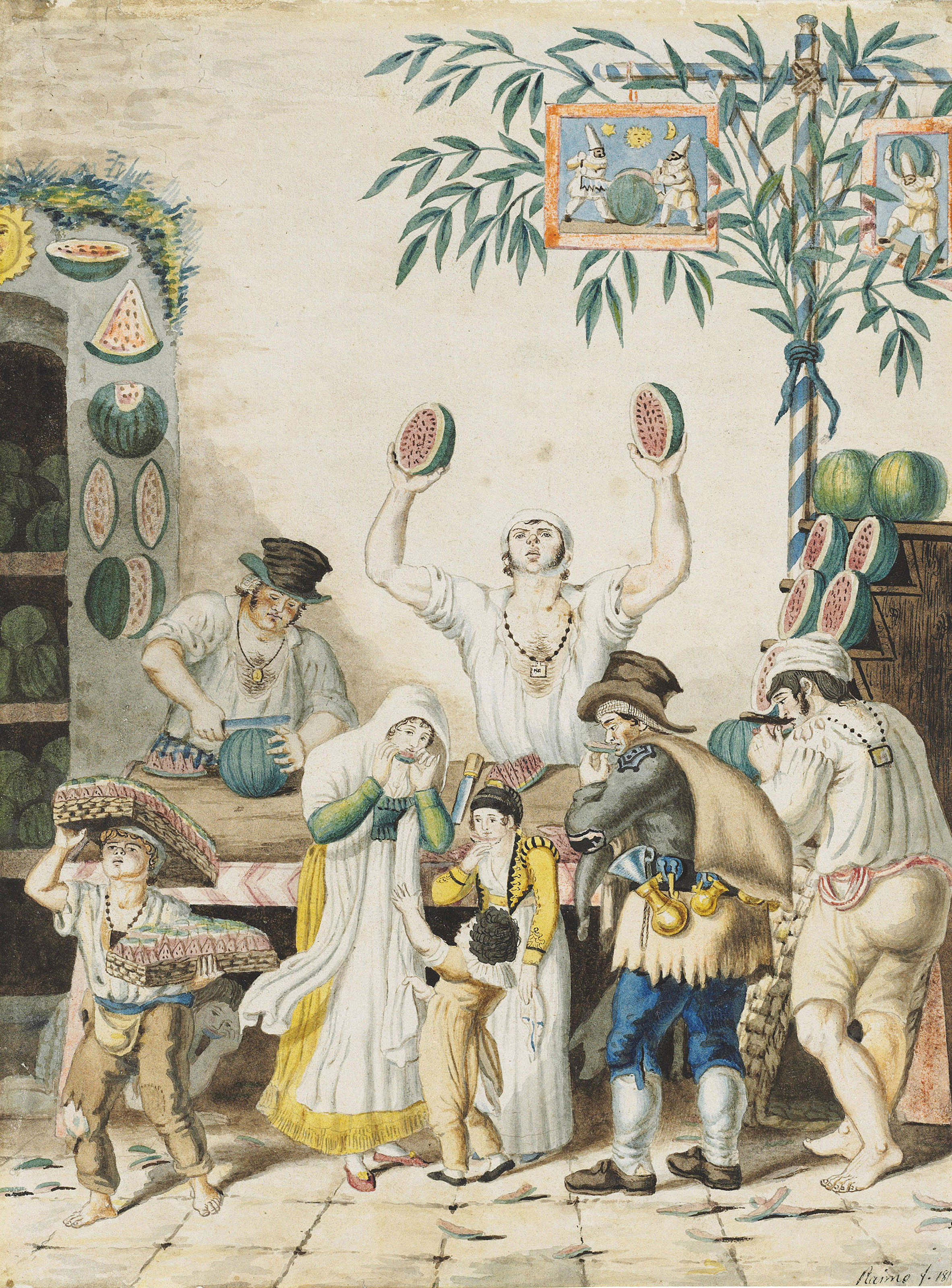 Neapolitan School, 19th Century, A melon stall | Christie’s