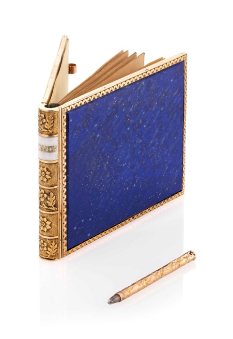 AN ITALIAN GOLD-MOUNTED HARDSTONE CARNET-DE-DANCE, PROBABLY ROME, CIRCA ...