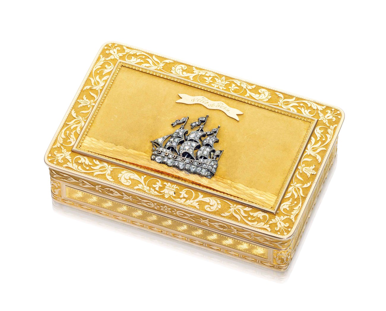 A FRENCH JEWELLED GOLD SNUFF-BOX, BY GABRIEL-RAOUL MOREL (FL. 1797-1832), MARKED, PARIS, CIRCA ...