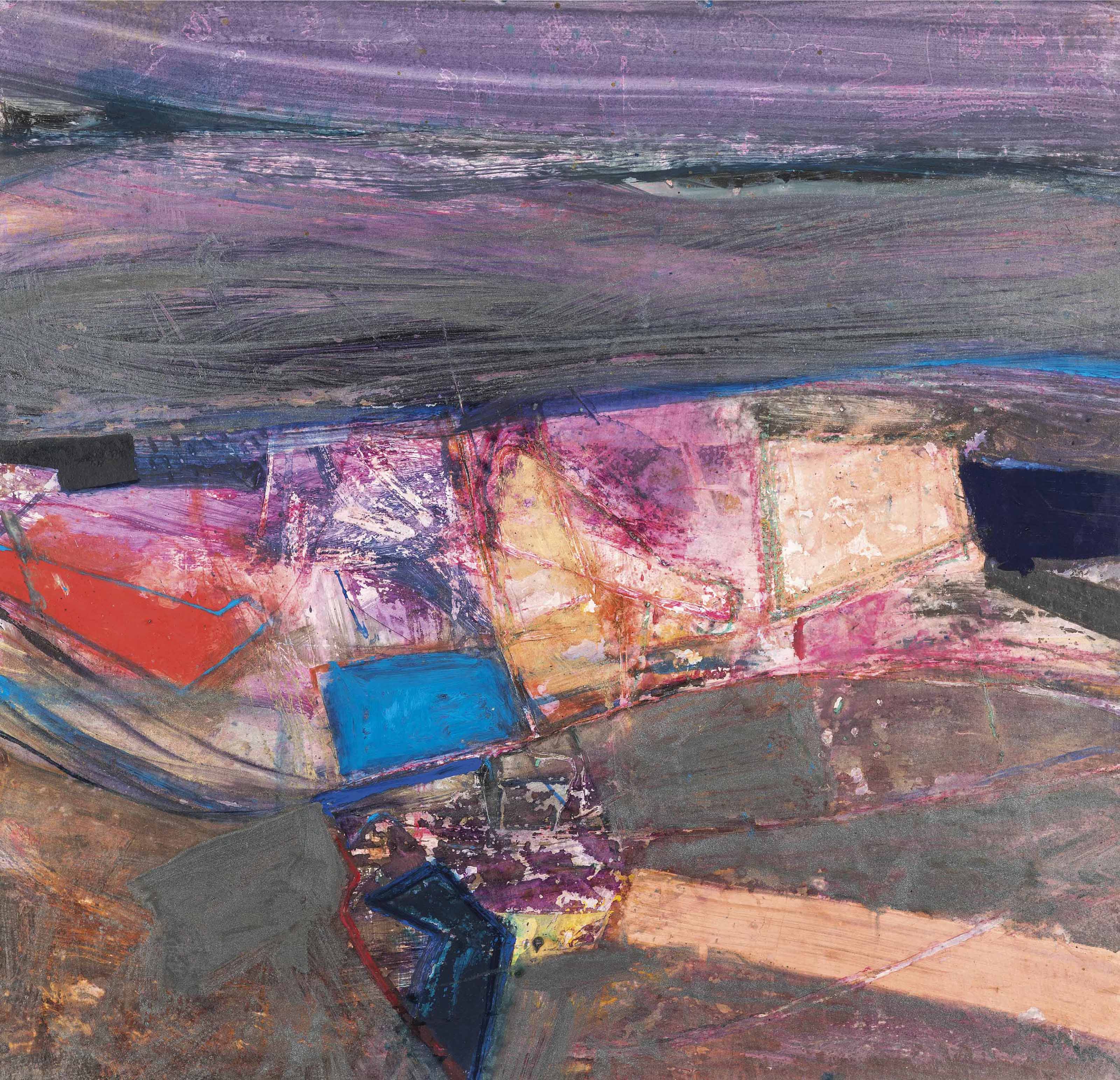 Barbara Rae, R.A. (b. 1943) , Abstract in mauve | Christie's