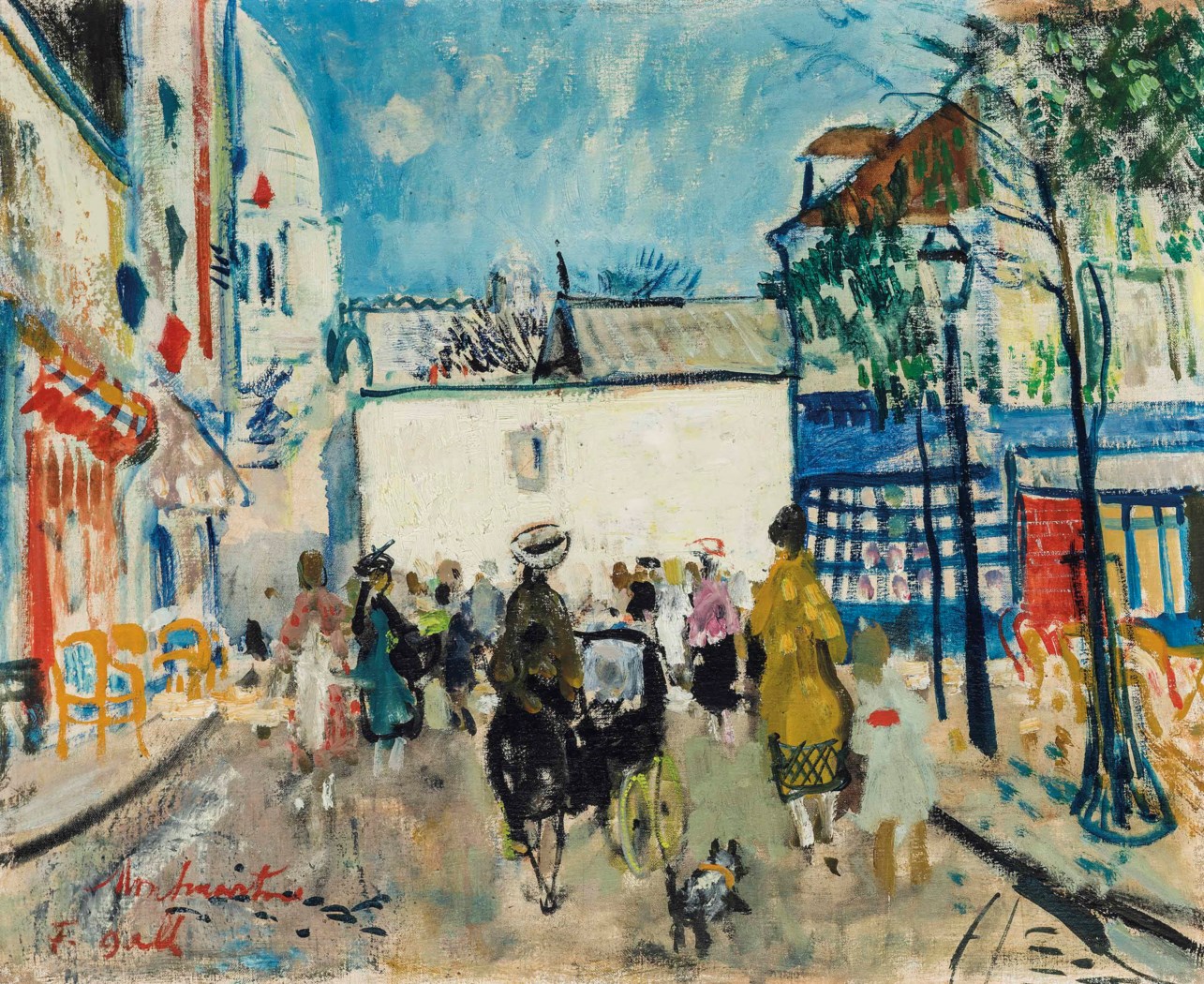 François Gall (1912-1987), La rue Norvins, Montmartre au 14 juillet ...