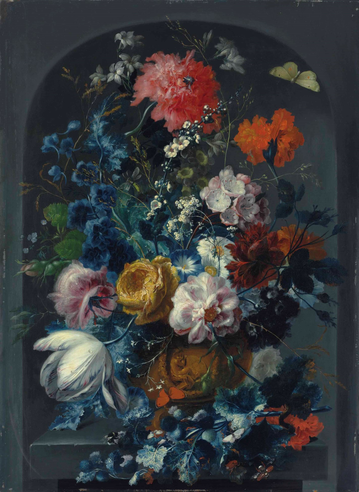 Johann Baptist Drechsler (Vienna 1756-1811), Carnations, roses, jasmine ...