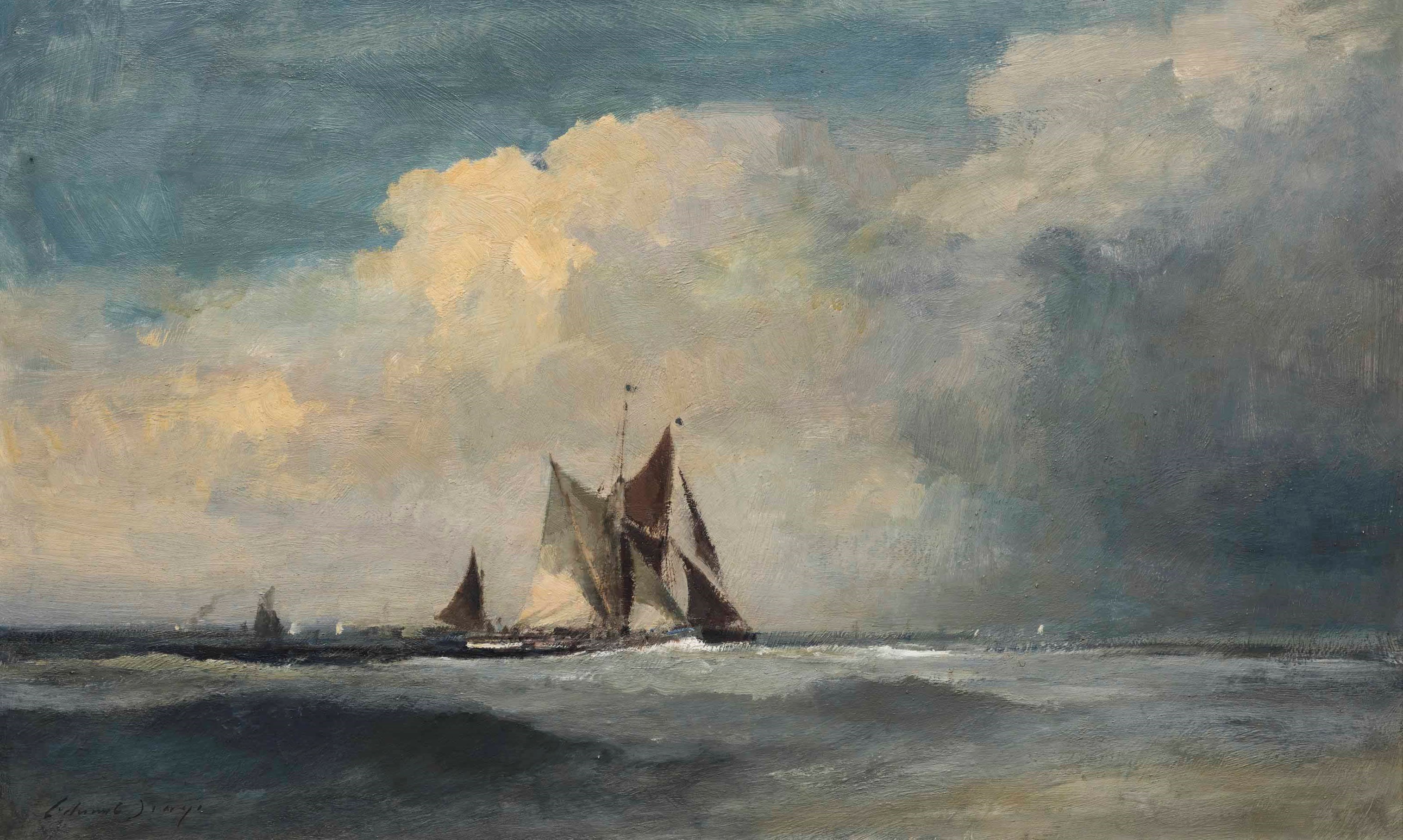 Edward Seago, R.W.S., R.B.A. (1910-1974), Thames barges racing off ...