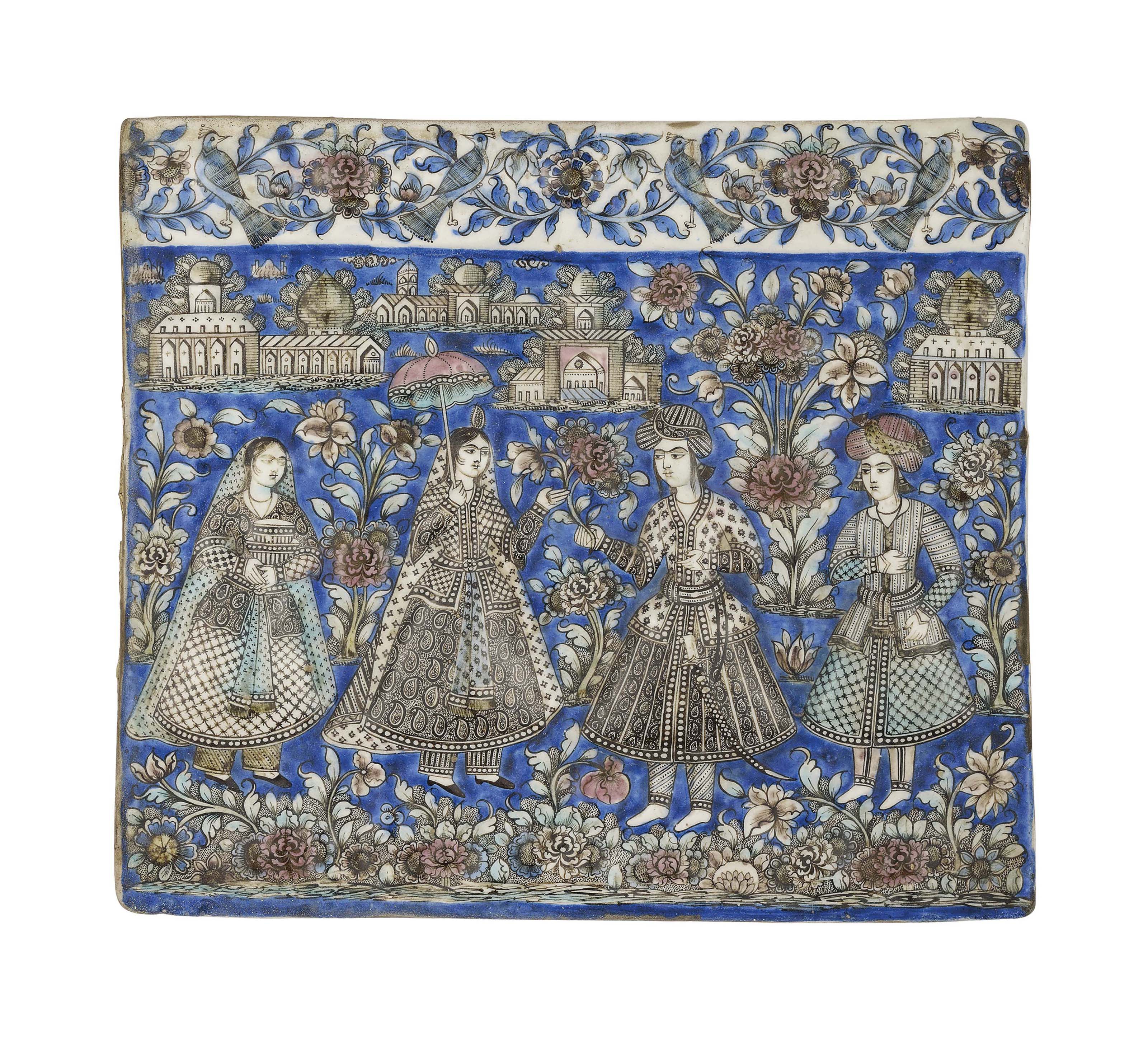 A QAJAR MOULDED POTTERY TILE , IRAN, 19TH CENTURY | Christie's