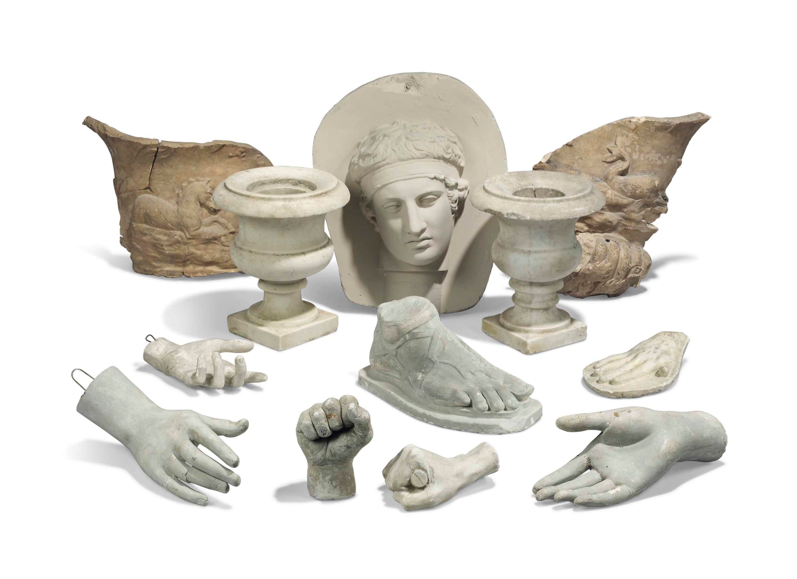 A COLLECTION OF PLASTER CASTS AND OTHER ITEMS, LATE 19TH CENTURY AND ...