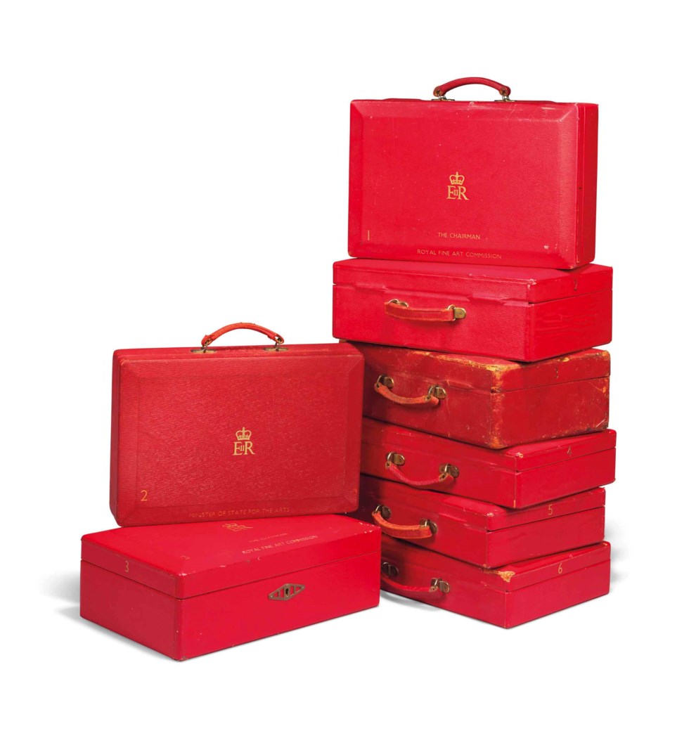A COLLECTION OF EIGHT RED-LEATHER DISPATCH BOXES | Christie's