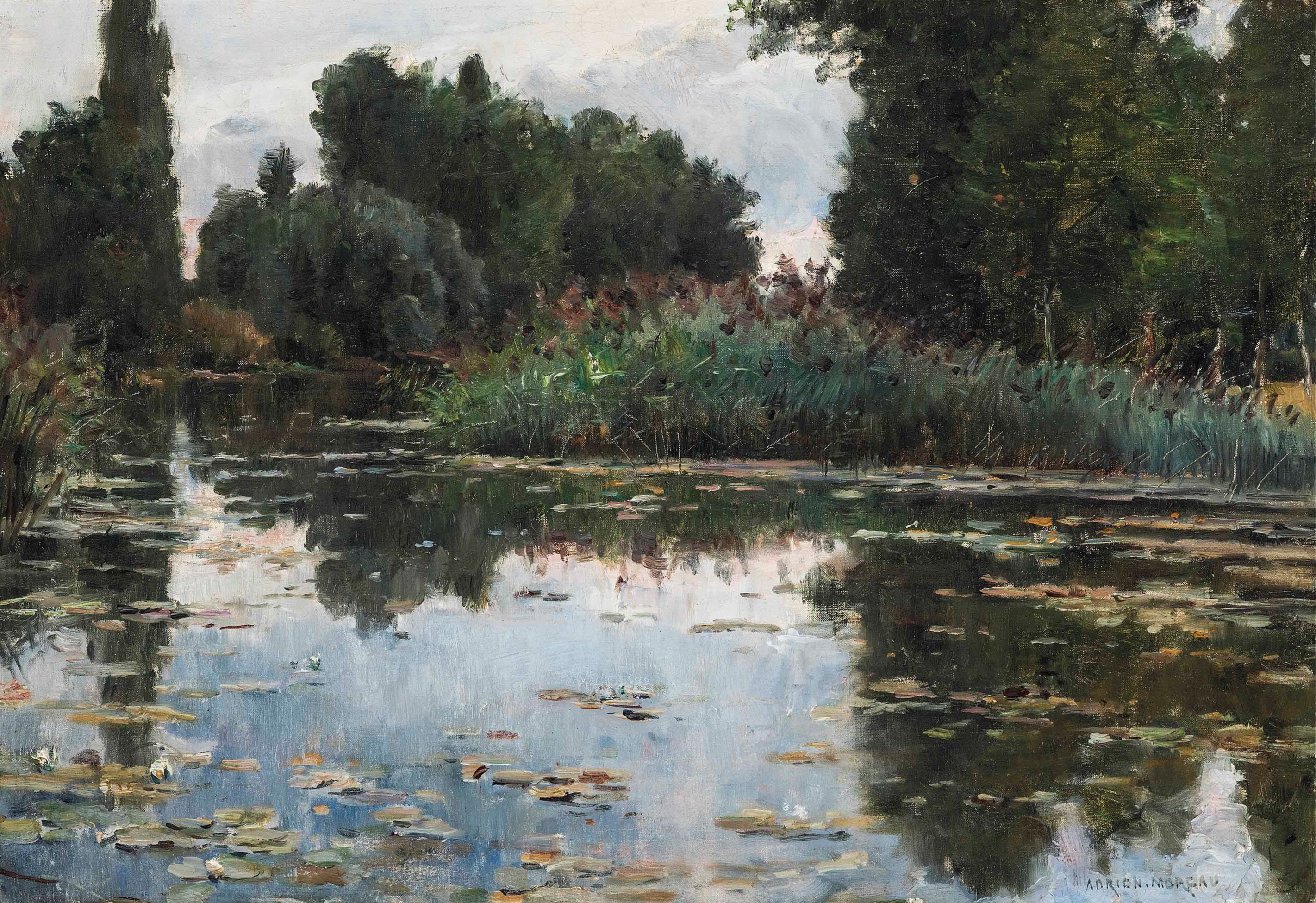 Adrien Moreau (FRENCH, 1843-1906), The lily pond | Christie's