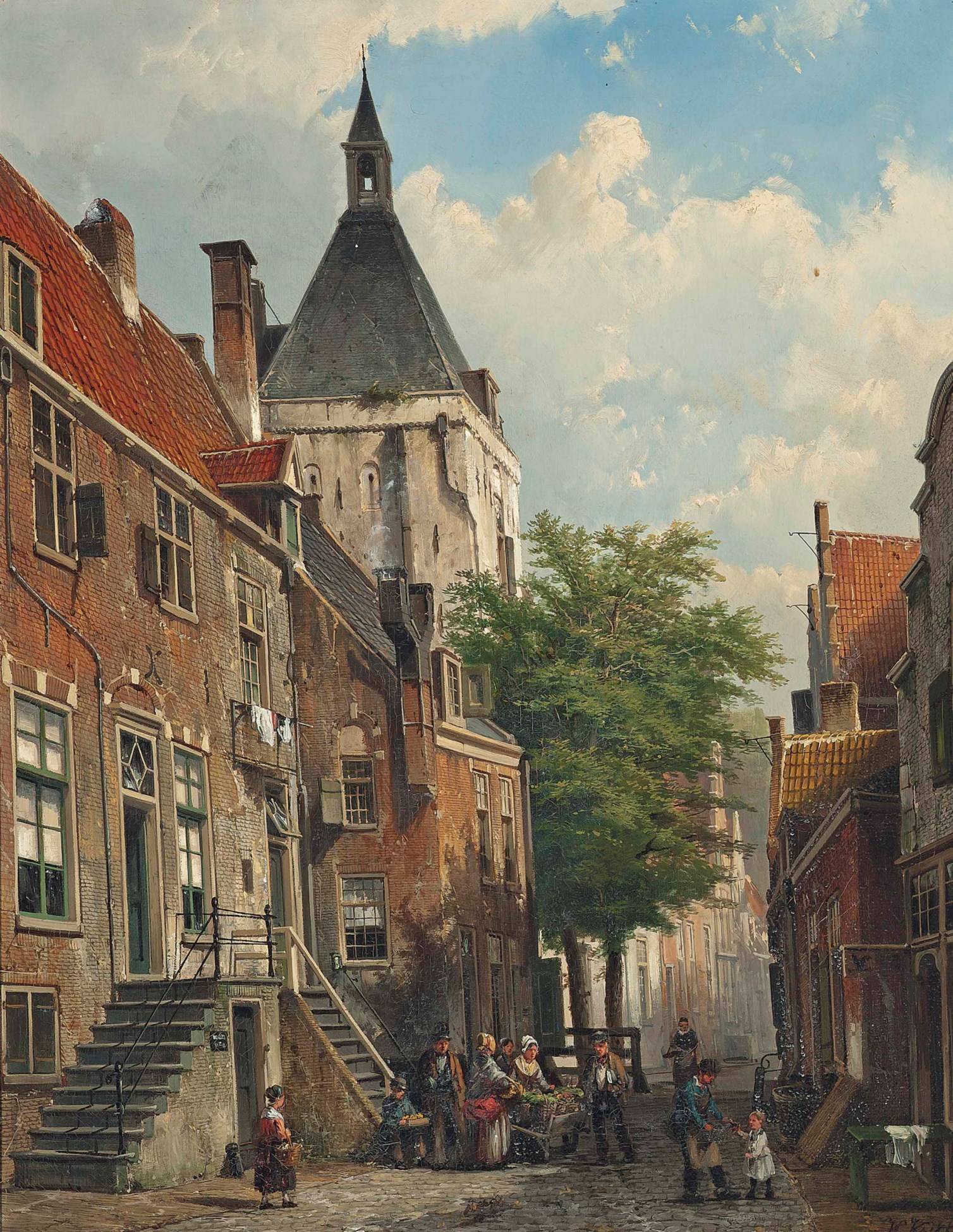 Willem Koekkoek (Dutch, 1839-1895), Figures conversing in a Dutch ...