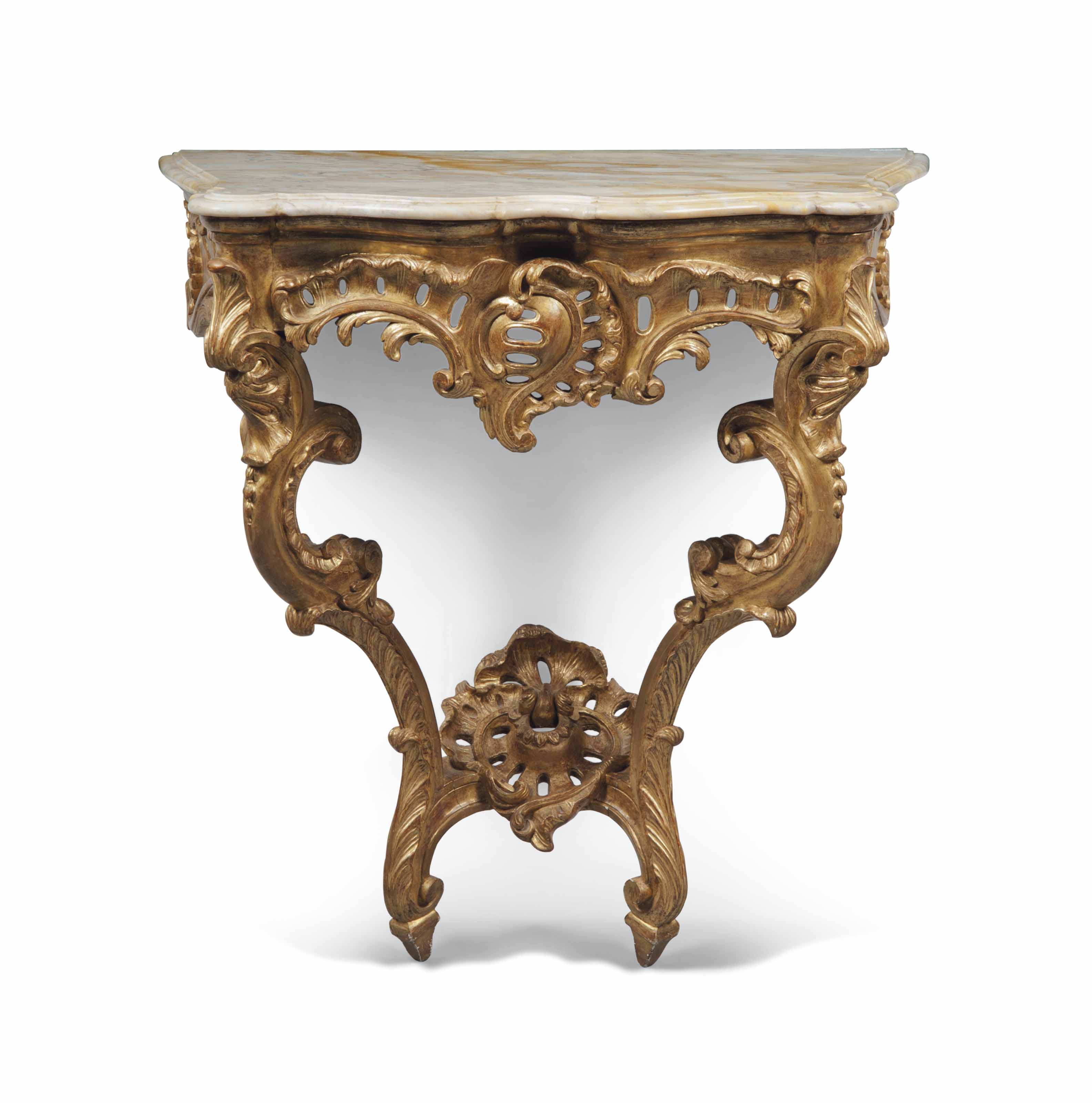 A ROCOCO-STYLE GILTWOOD CONSOLE TABLE , 20TH CENTURY | Christie's