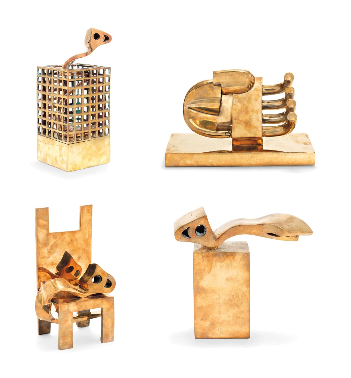 Parviz Tanavoli (Iranian, b. 1937), (i) Heech in Cage (ii) Hand of the ...