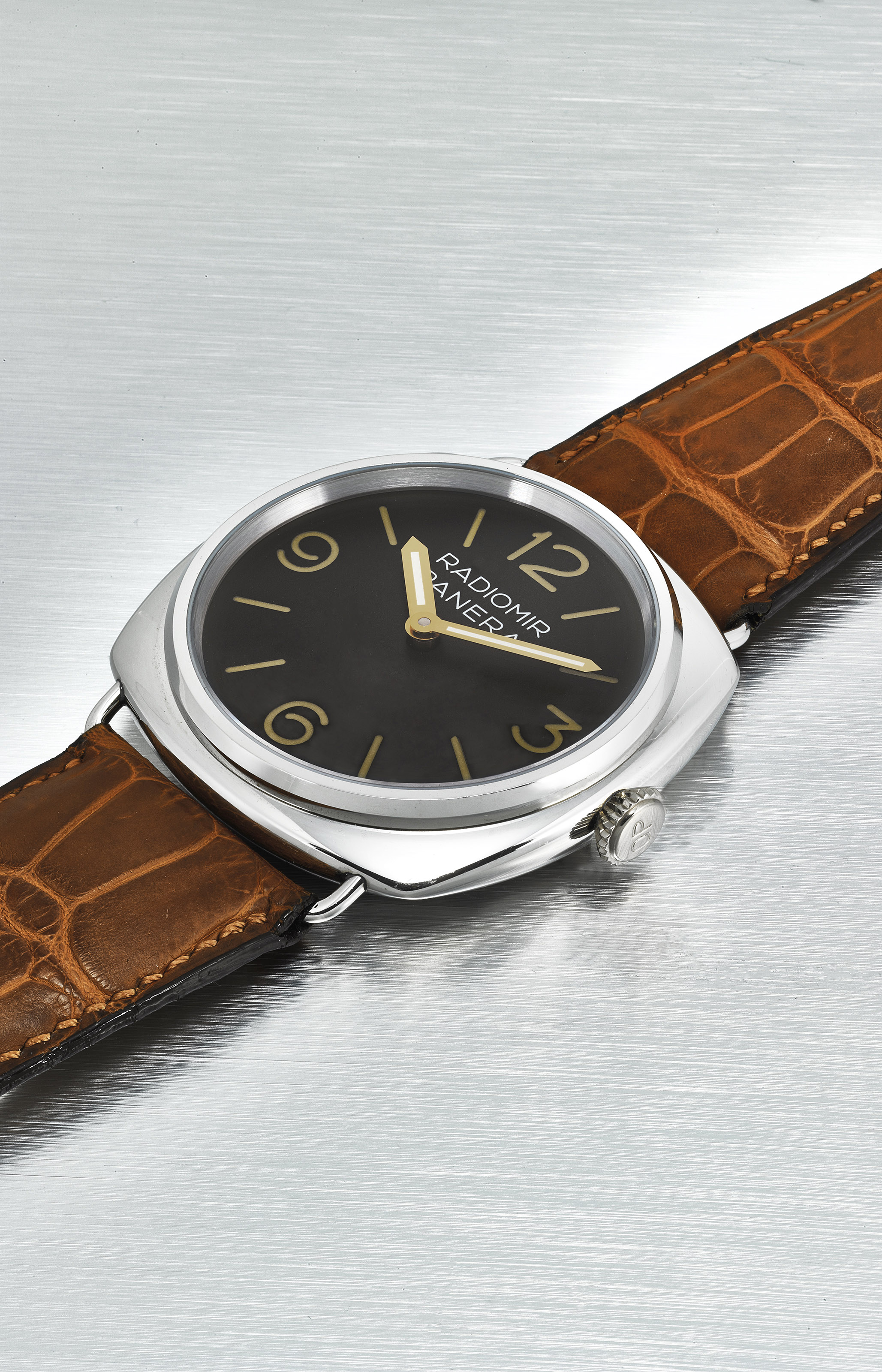 PANERAI. A VERY FINE AND RARE PLATINUM LIMITED EDITION CUSHION-SHAPED ...