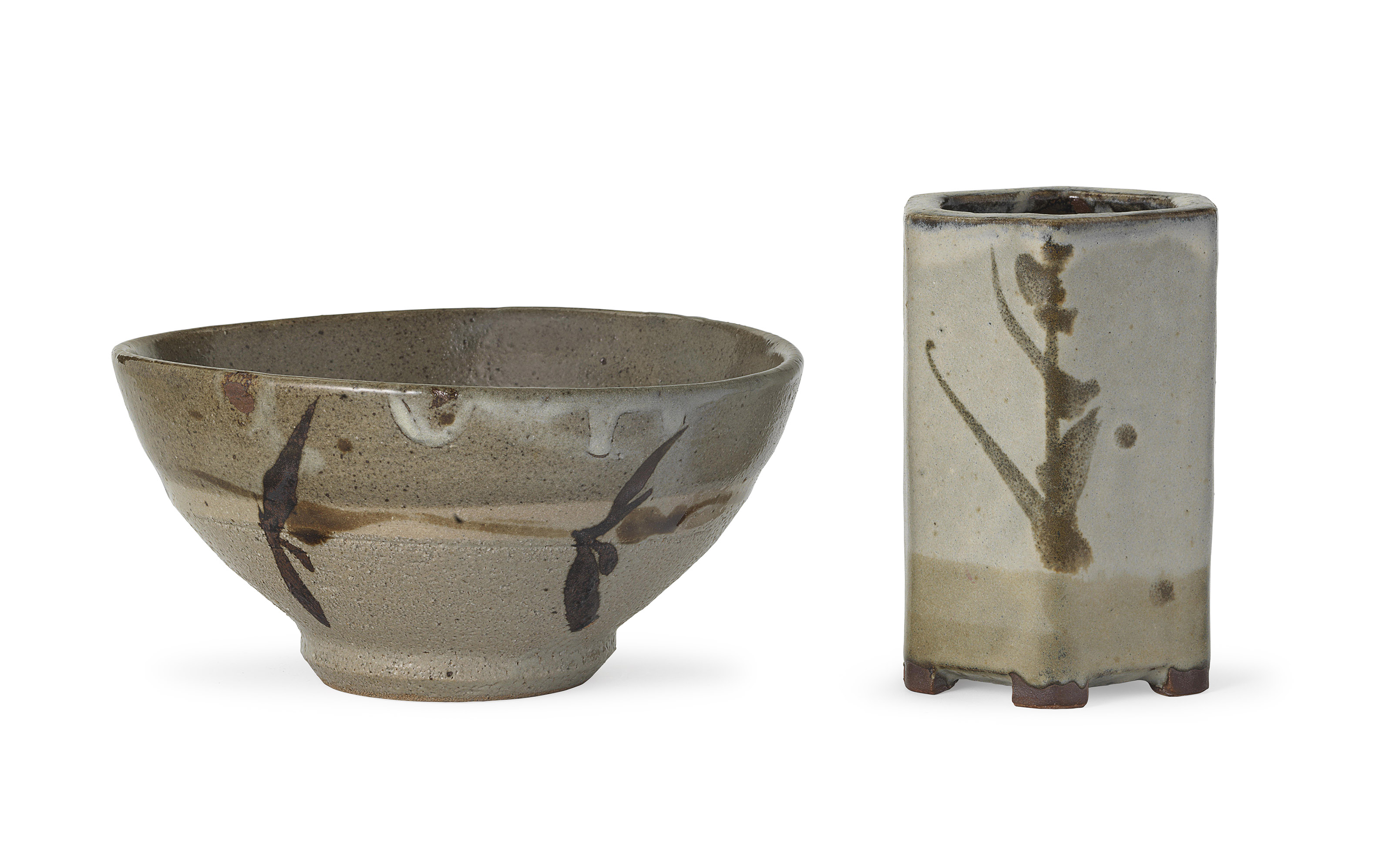 HAMADA SHOJI (1894 - 1978), A STONEWARE TEA BOWL AND VASE | Christie’s