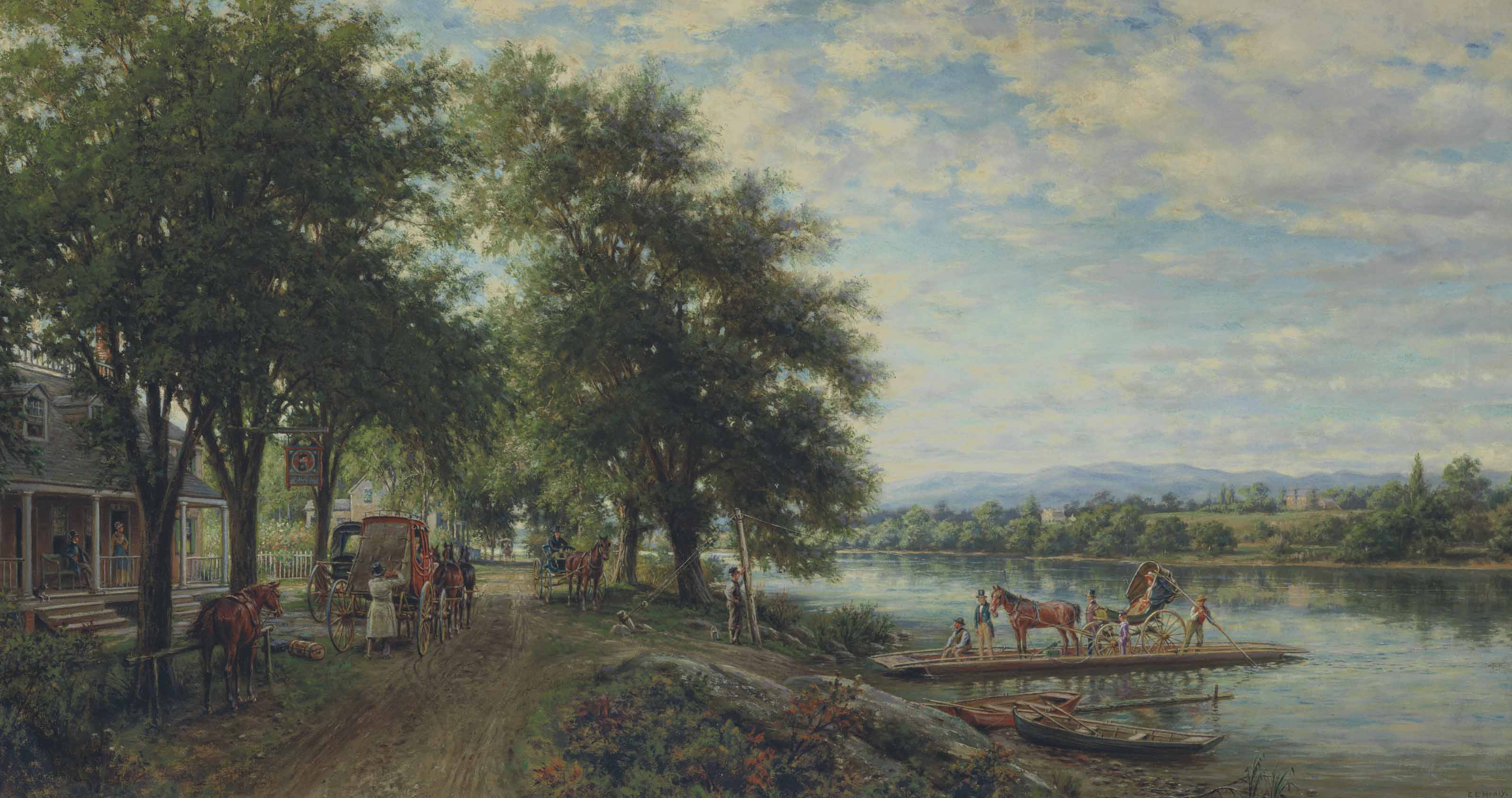 Edward Lamson Henry (1841-1919), The Ferry Crossing at Von Steuben ...