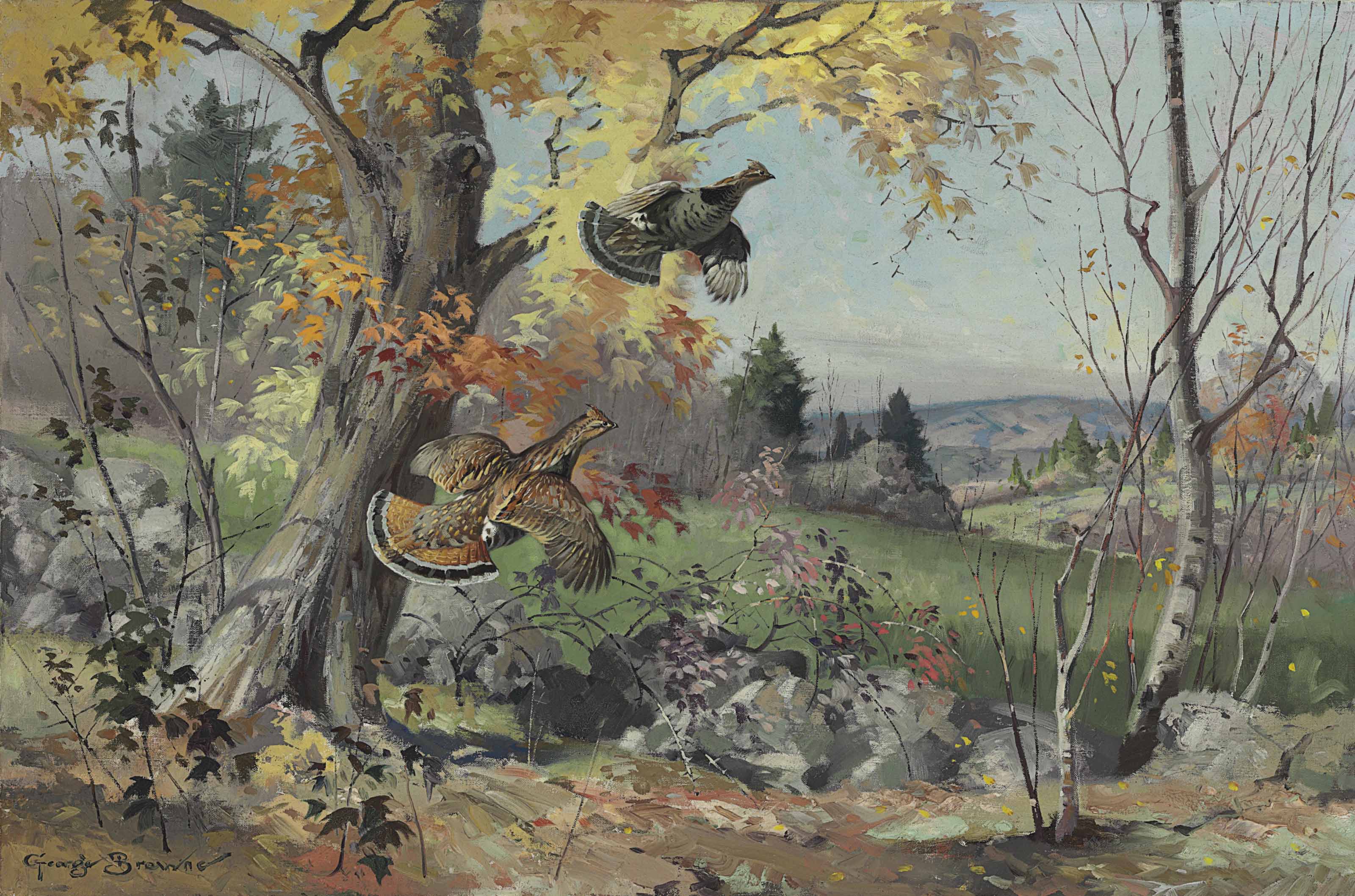 George Browne (1918-1958), Pasture Edging--Ruffed Grouse | Christie’s