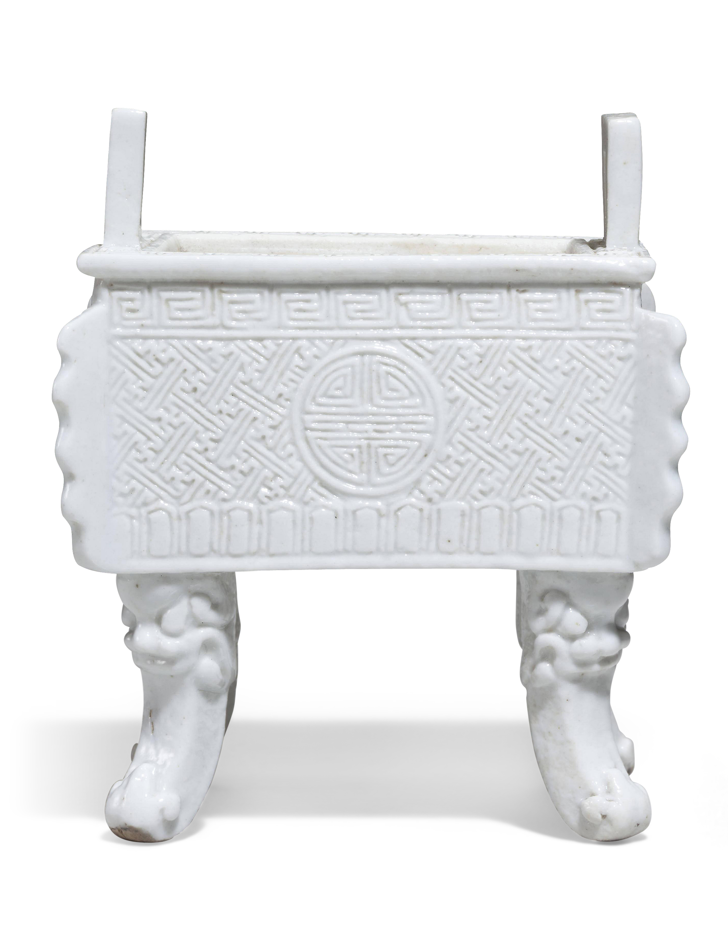 A WHITE-GLAZED ARCHAISTIC RECTANGULAR CENSER, 18TH-19TH CENTURY ...