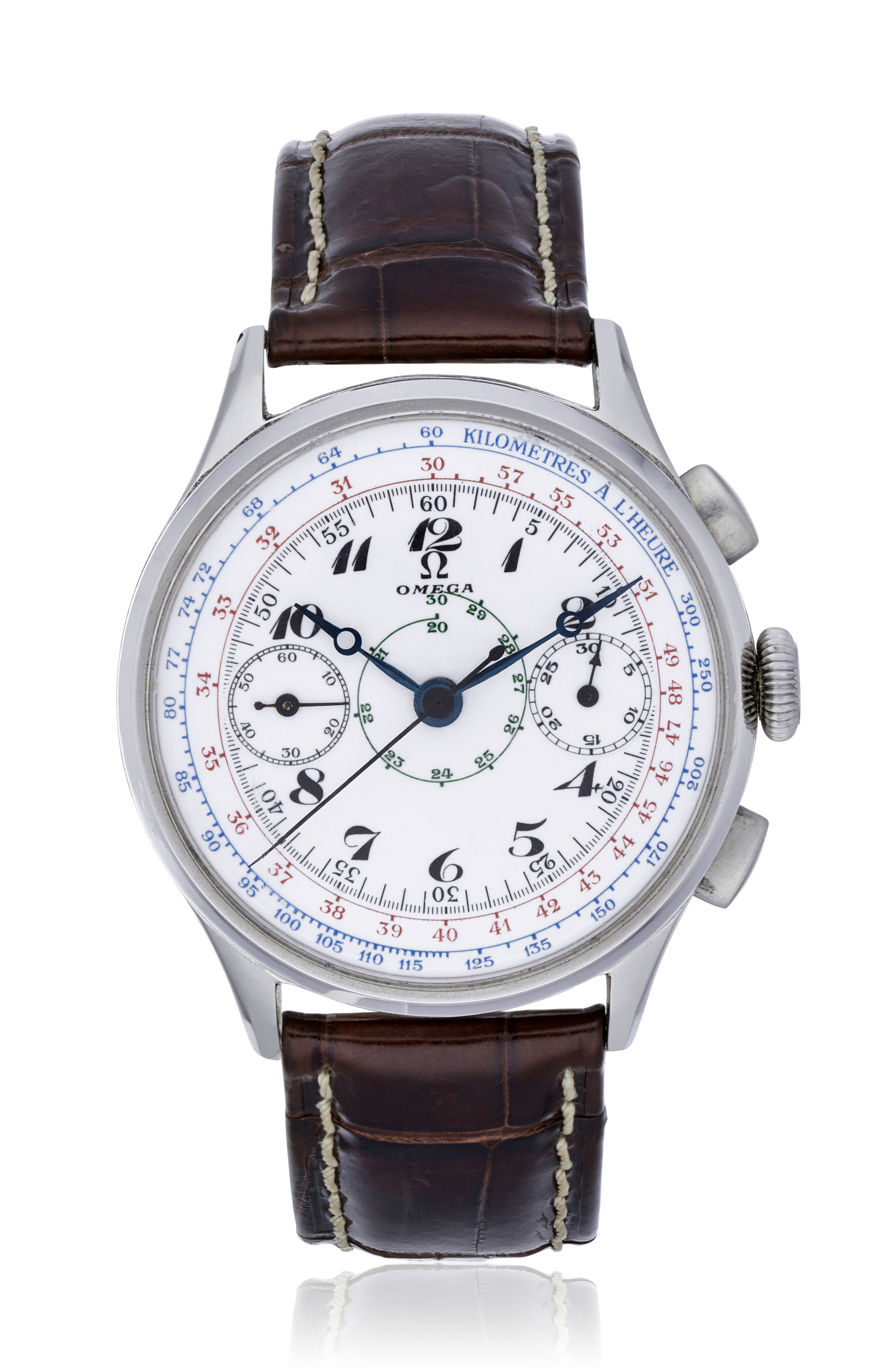 OMEGA, ENAMEL "SNAIL" DIAL CHRONOGRAPH, | Christie’s