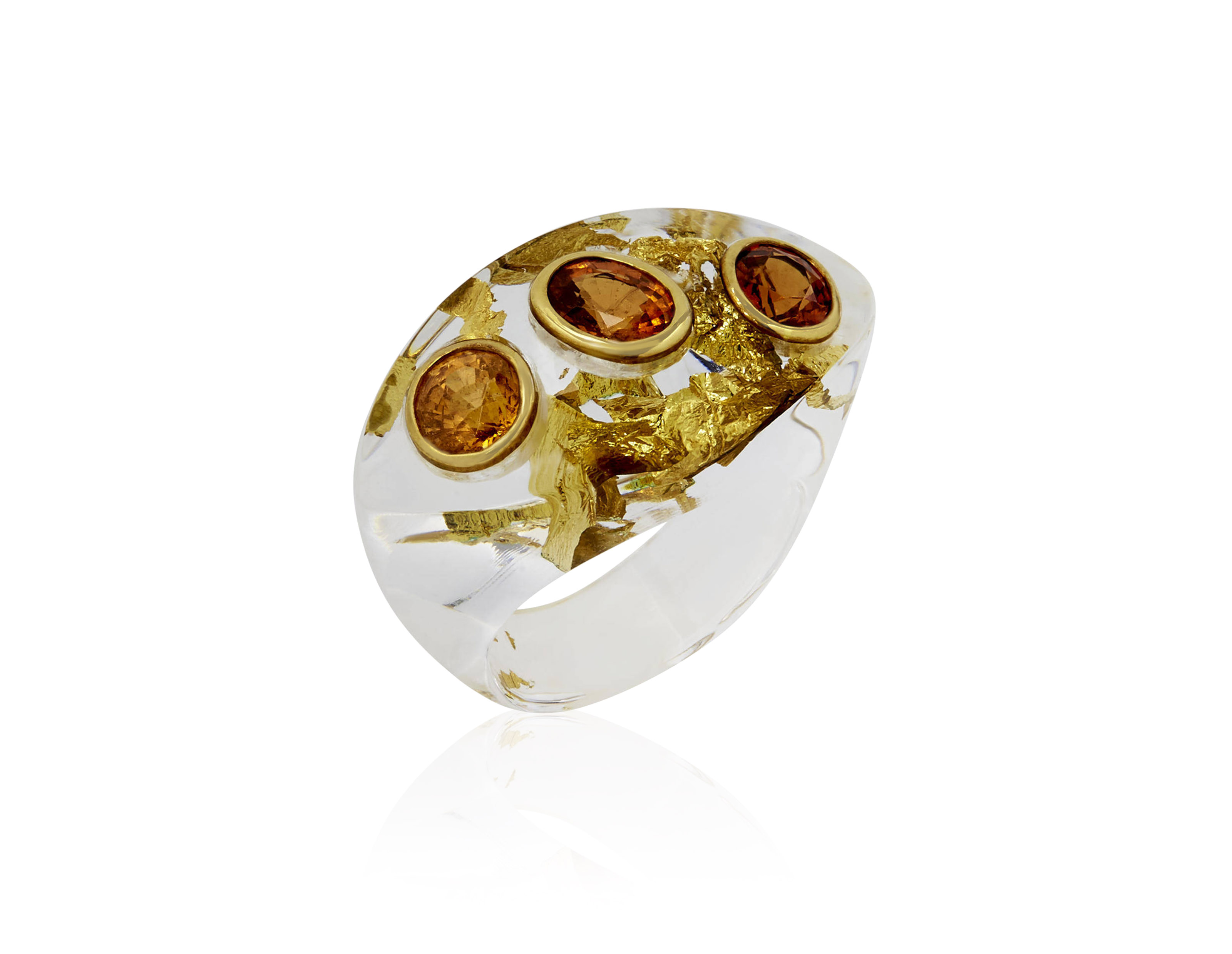 GARNET, GOLD AND PLEXIGLAS RING, | Christie’s