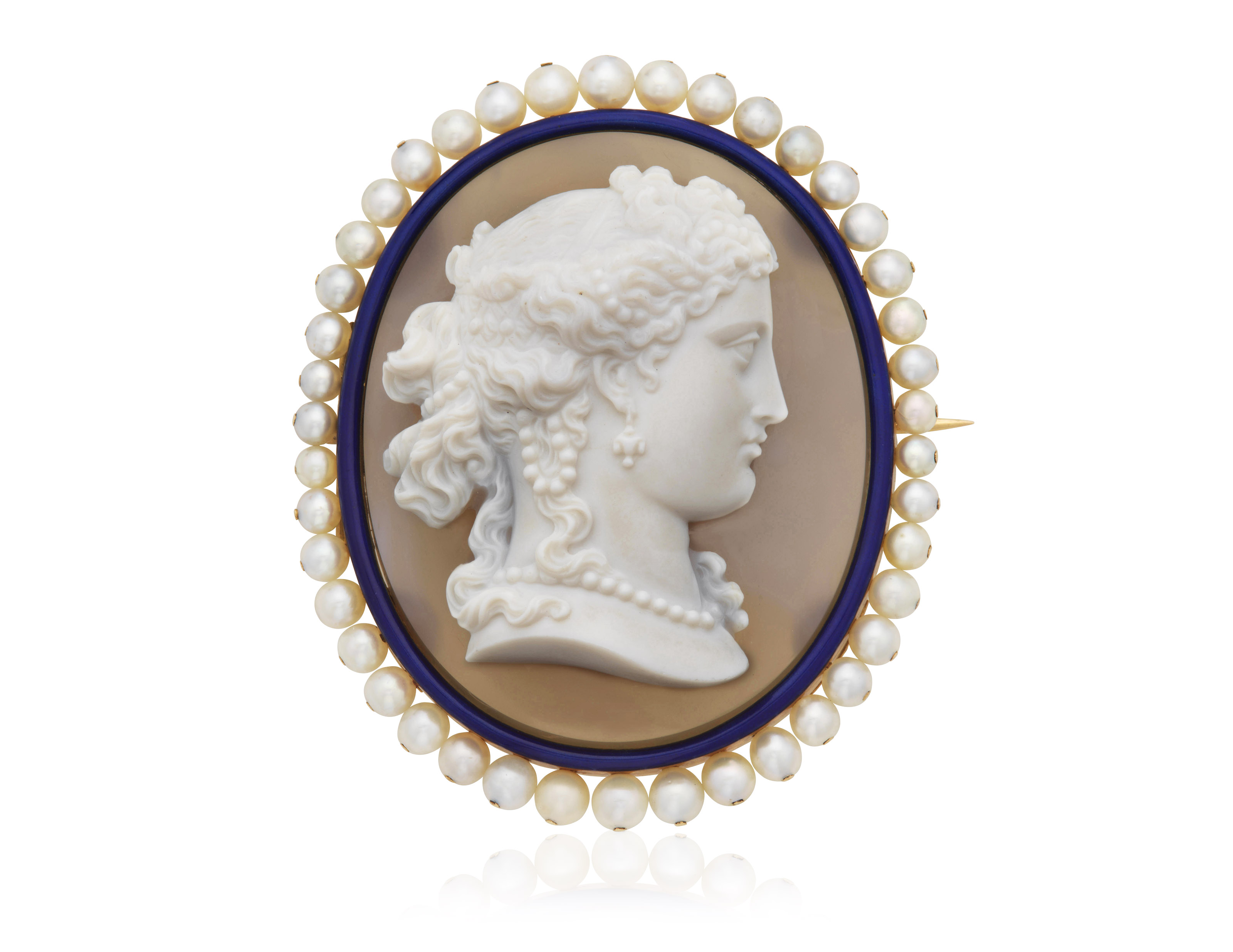 ANTIQUE AGATE CAMEO AND CULTURED PEARL BROOCH, | Christie’s