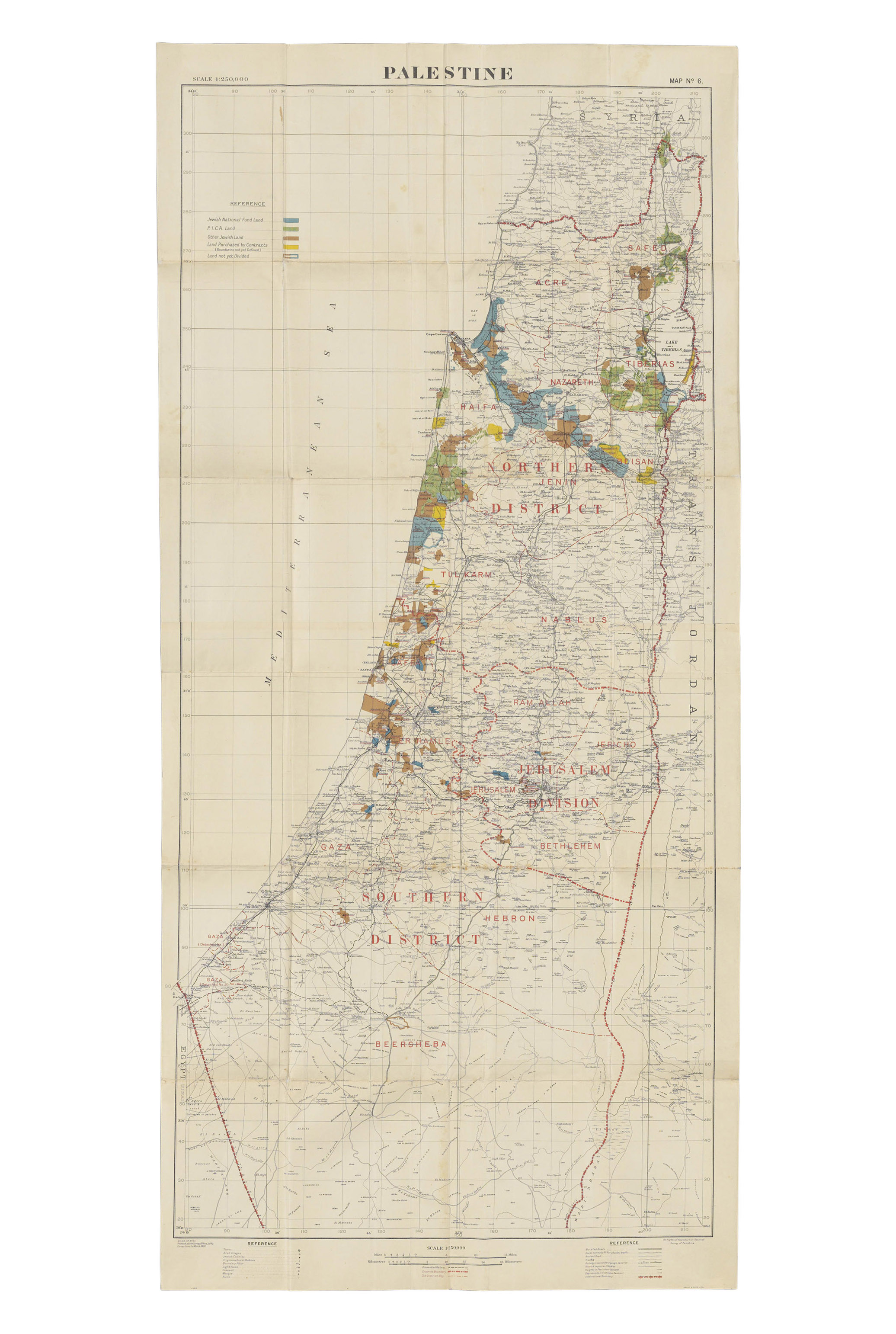 PALESTINE. REPORT ON IMMIGRATION, LAND SETTLEMENT [CMD. 3686] WITH RARE ...