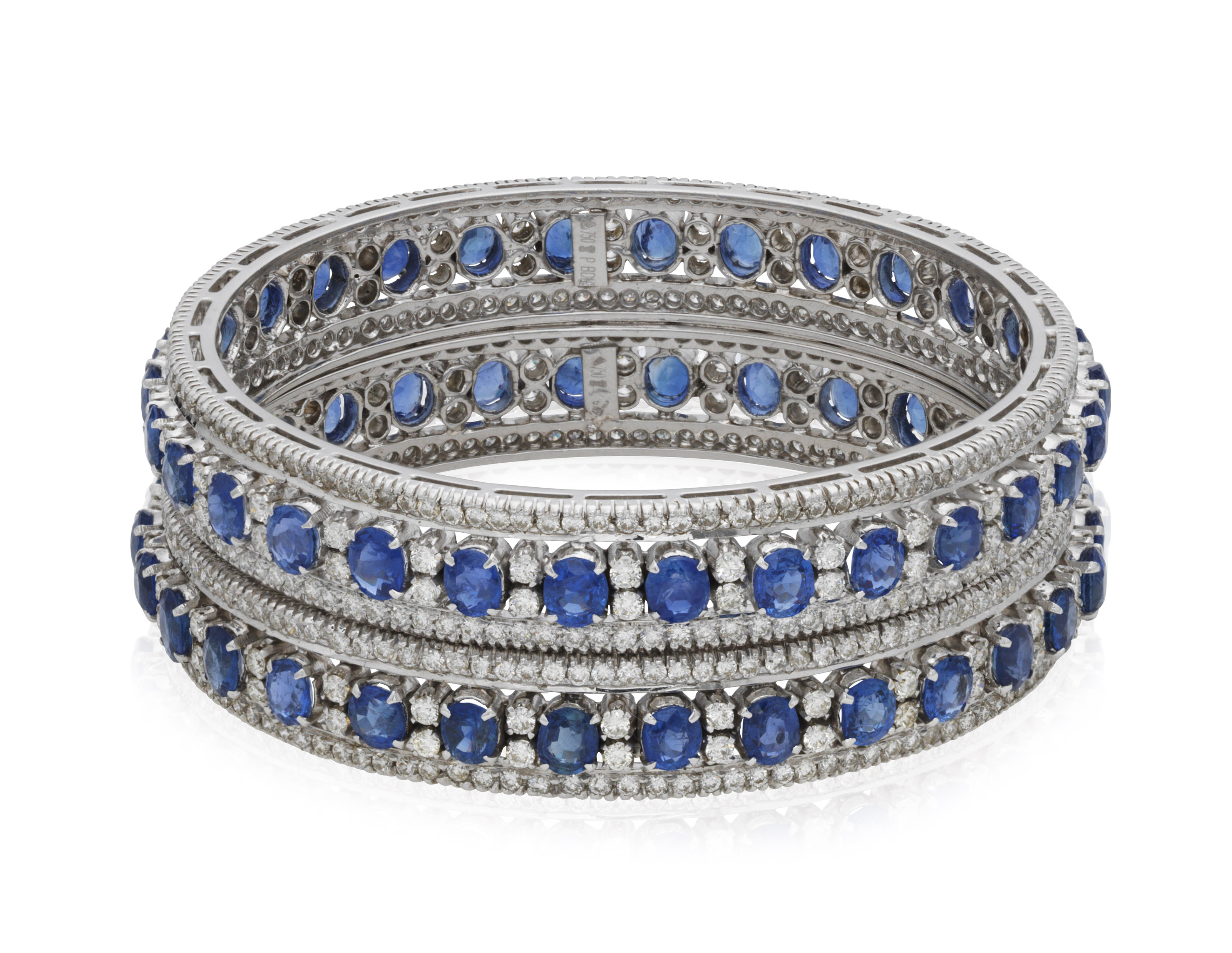 PAIR OF DIAMOND AND SAPPHIRE BANGLE BRACELETS, | Christie’s