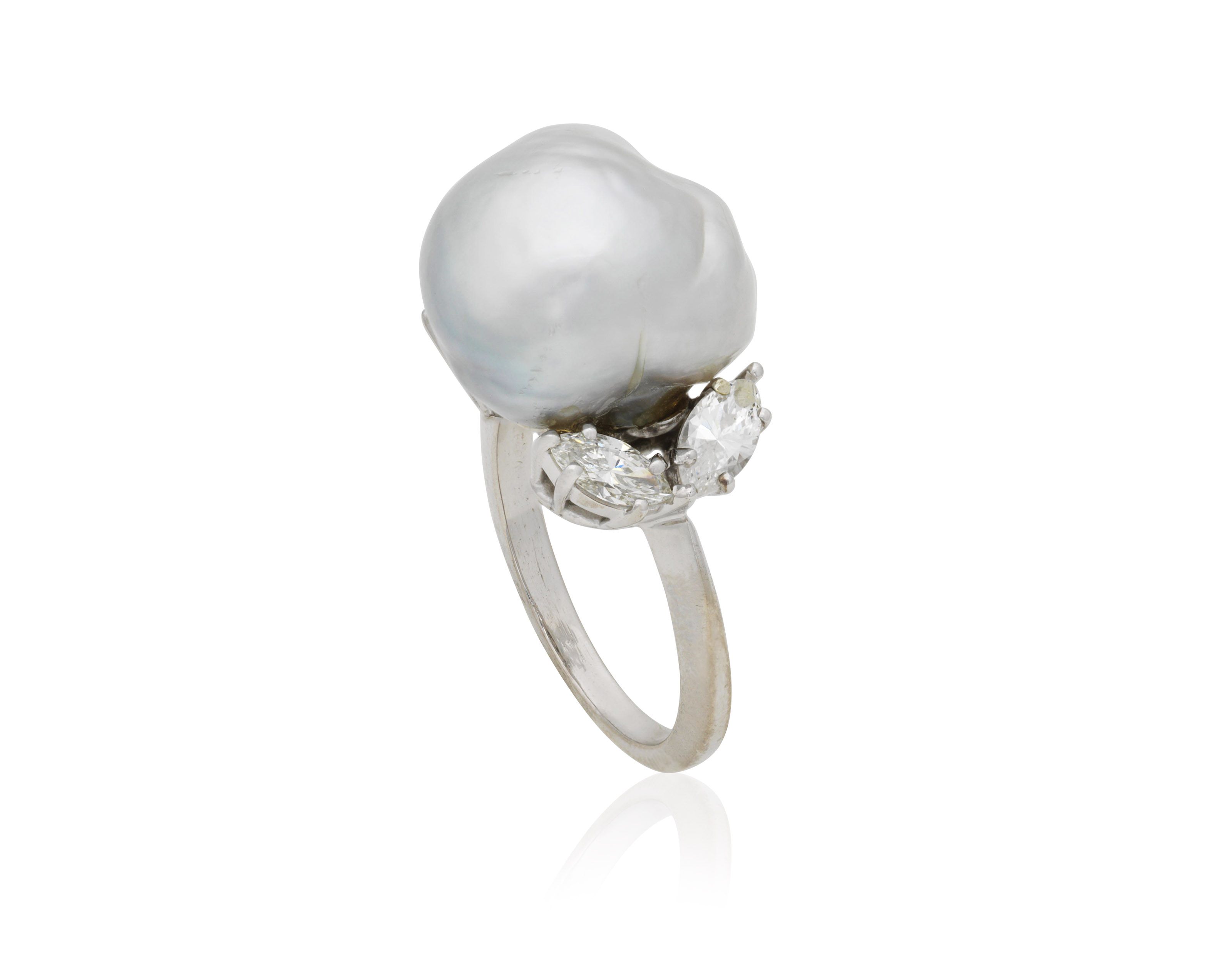 DAVID WEBB CULTURED BAROQUE PEARL AND DIAMOND RING, | Christie’s