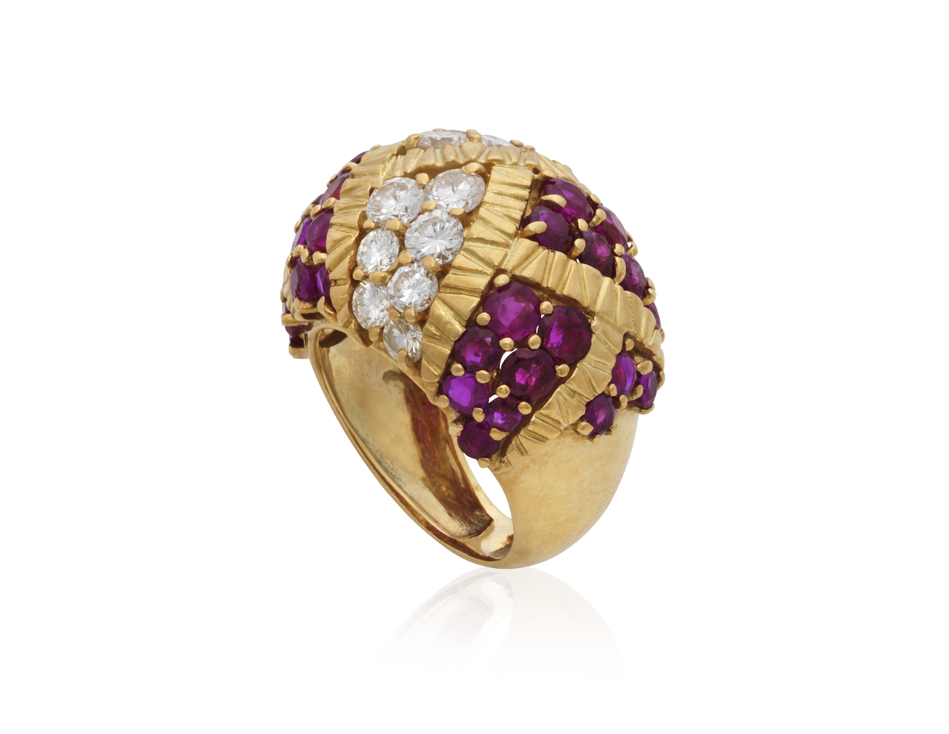 RUBY, DIAMOND AND TEXTURED GOLD RING, | Christie’s