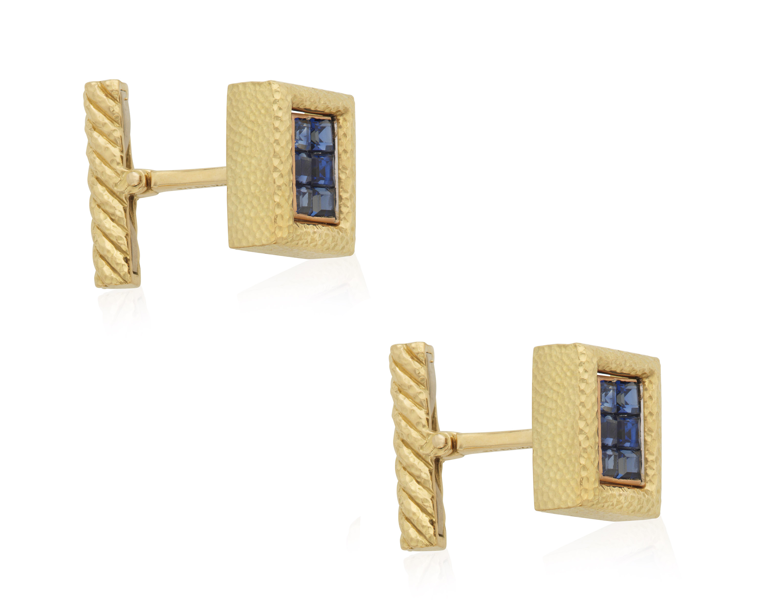 DAVID WEBB SAPPHIRE AND TEXTURED GOLD CUFFLINKS, | Christie’s