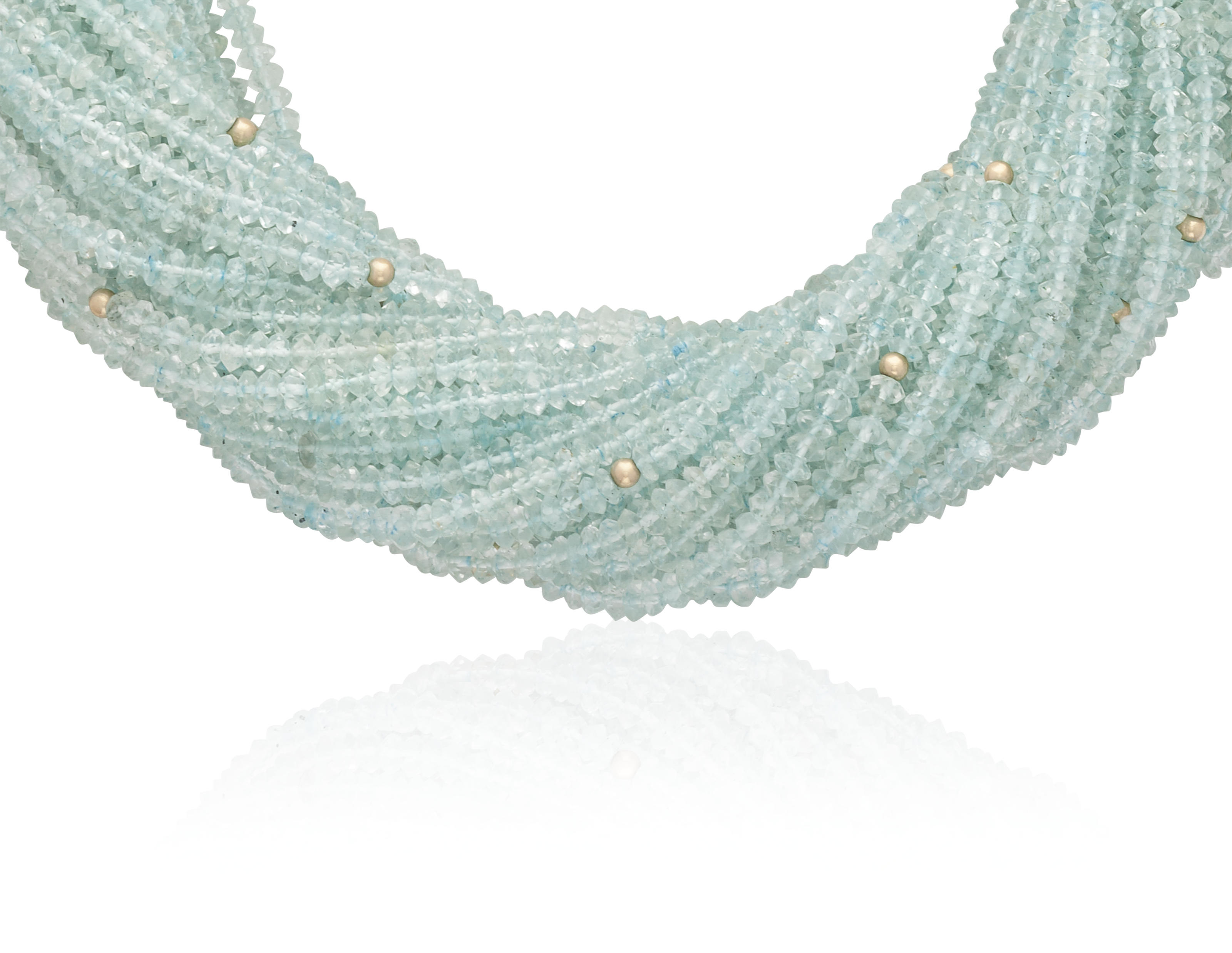 aquamarine bead necklace gold