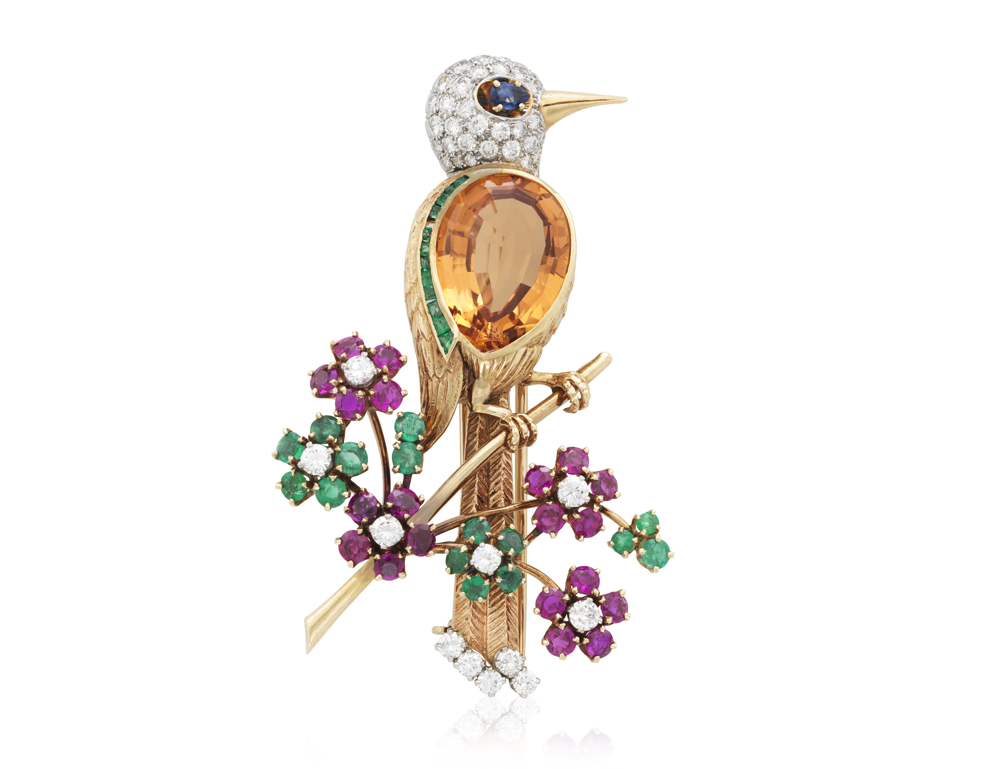 DIAMOND AND MULTI GEM BIRD BROOCH, | Christie’s