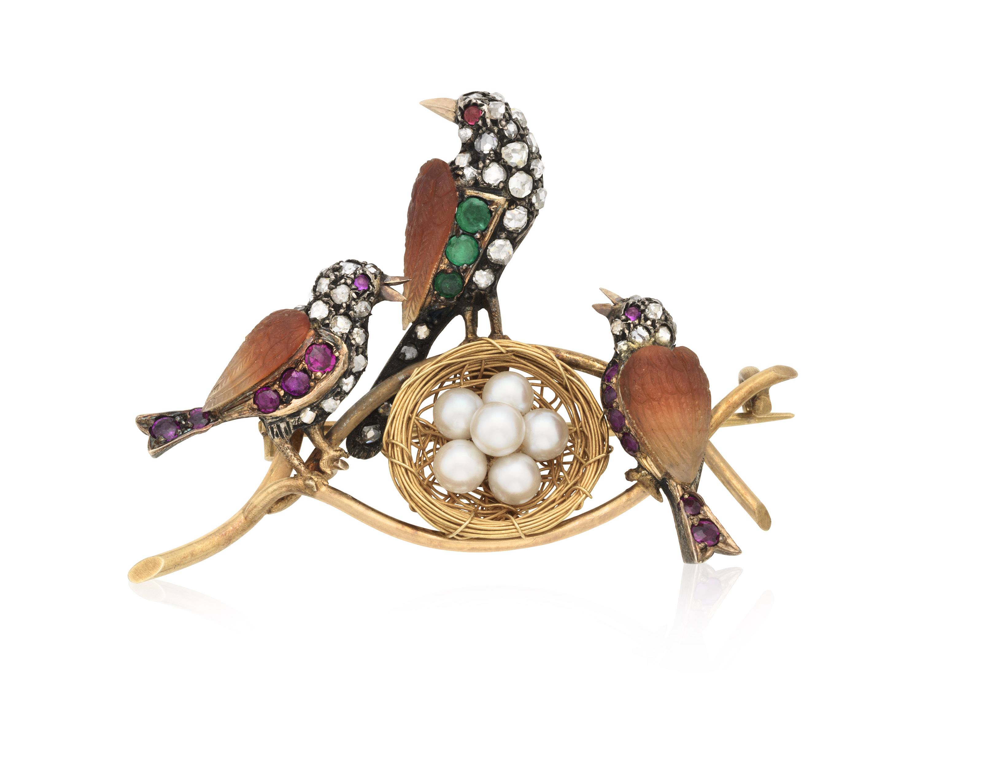 MULTI GEM BIRD AND NEST BROOCH, | Christie’s