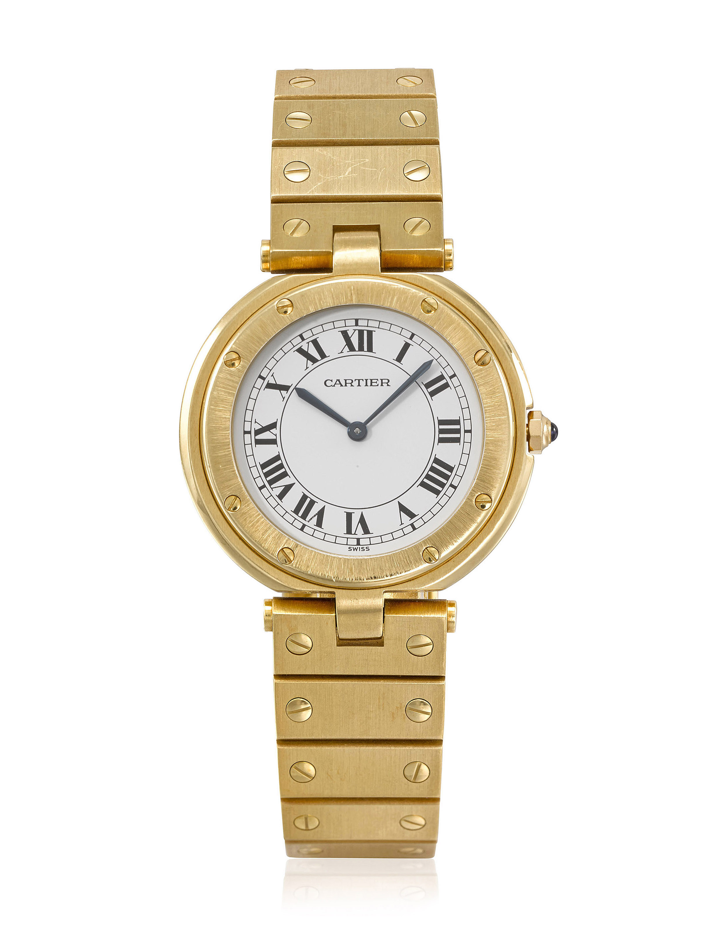CARTIER, GOLDEN SANTOS WRISTWATCH WITH BRACELET, | Christie’s