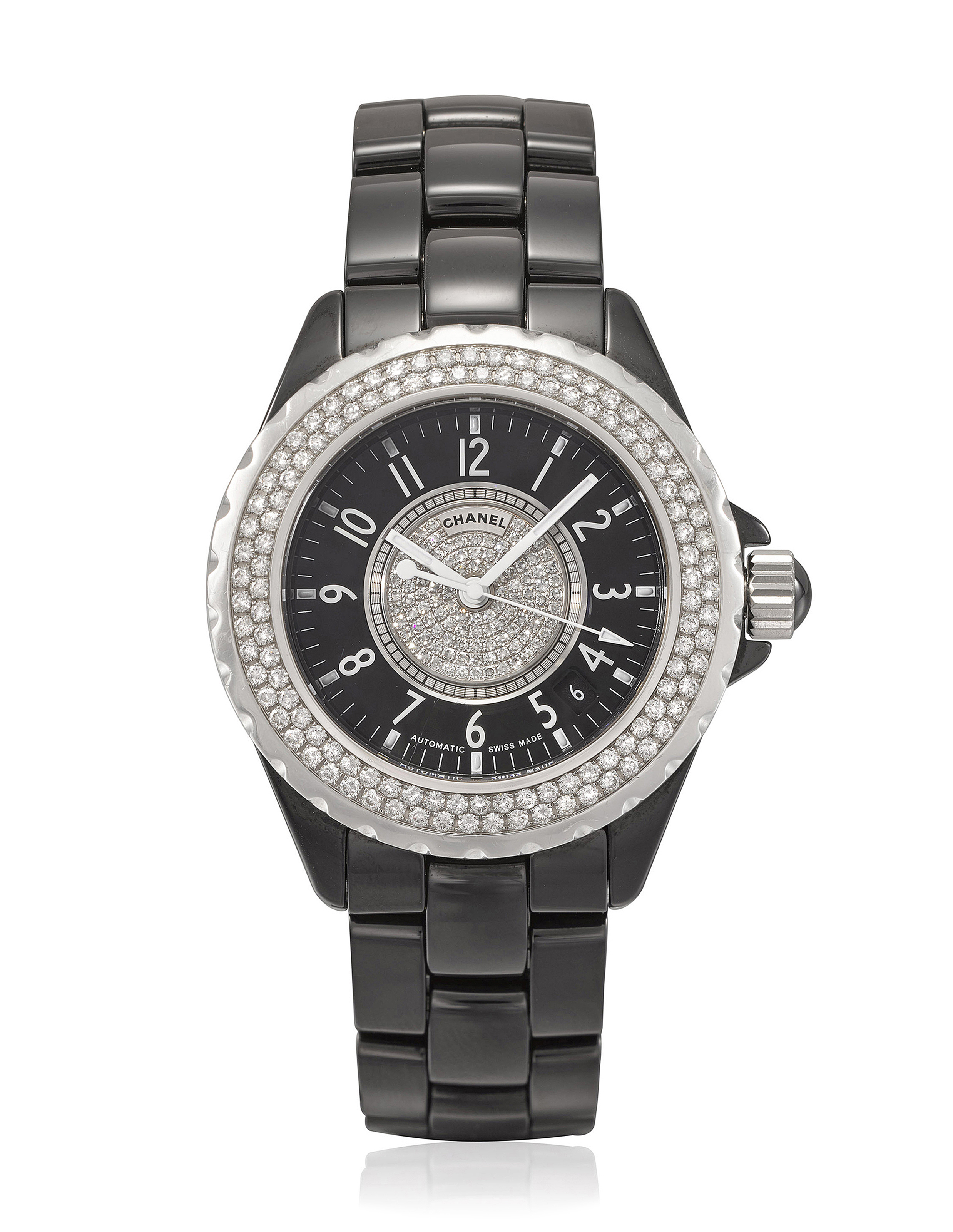 CHANEL, BLACK CERAMIC DIAMOND-SET J12, REF. 1709, | Christie’s