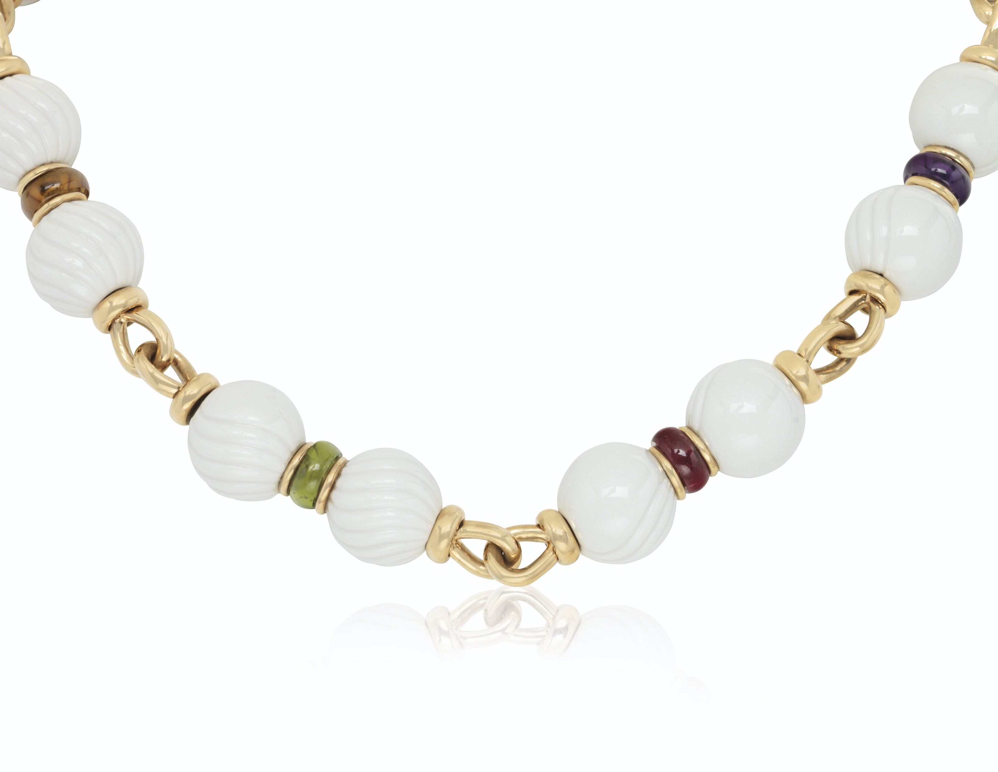 BULGARI 'CHANDRA' PORCELAIN AND MULTI-GEM NECKLACE, | Christie’s