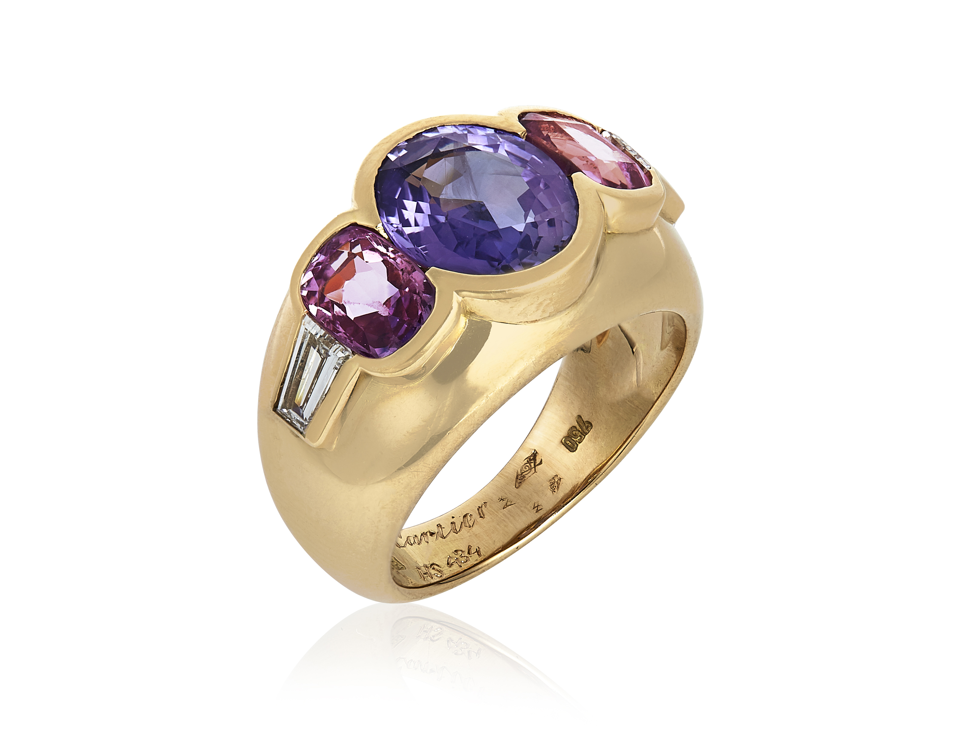 VARI-COLOURED SAPPHIRE, DIAMOND AND GOLD RING MOUNTED BY CARTIER ...