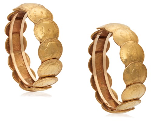 SET OF GOLD SOVEREIGN COIN BANGLE BRACELETS, | Christie’s