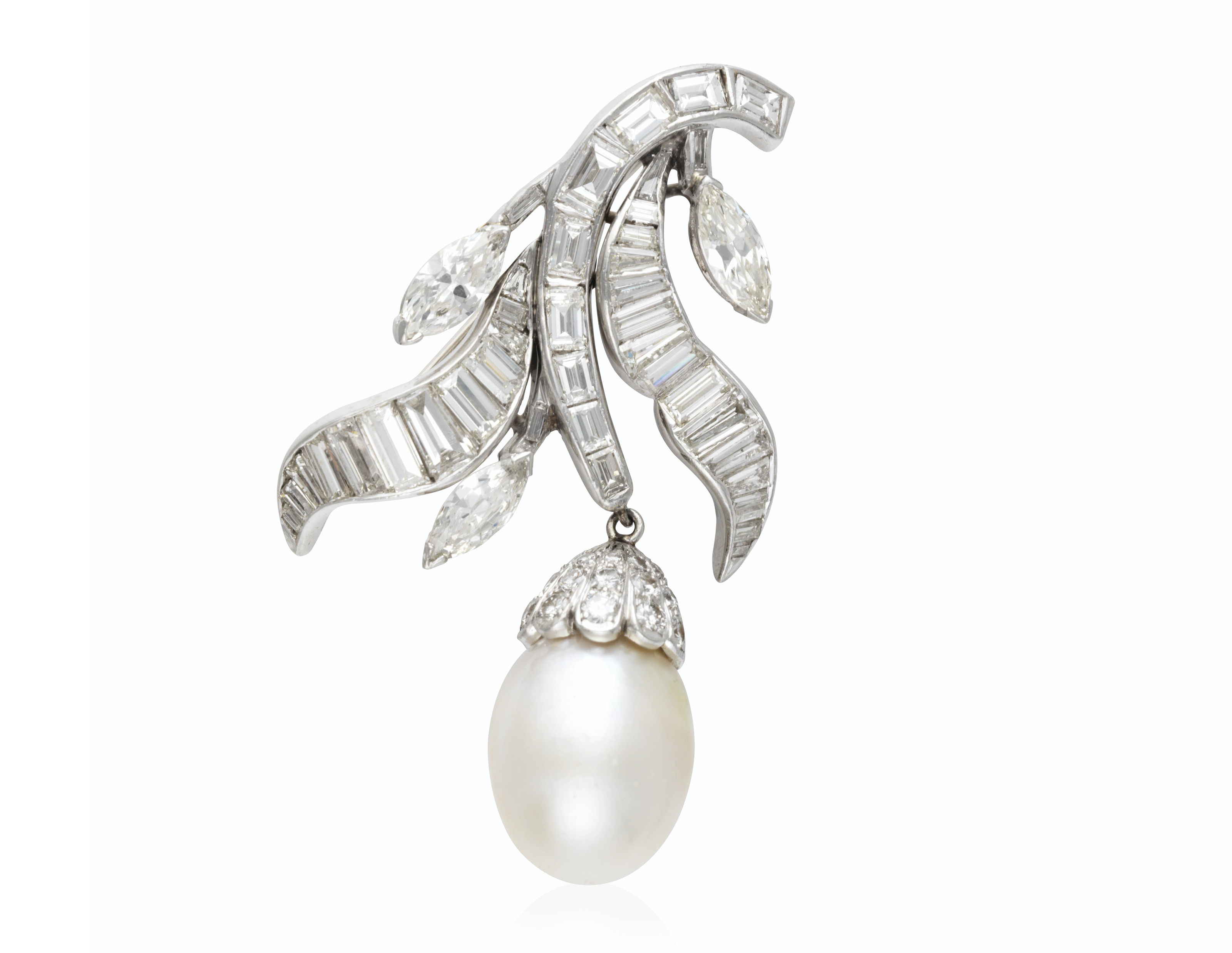 CULTURED PEARL AND DIAMOND BROOCH, | Christie’s