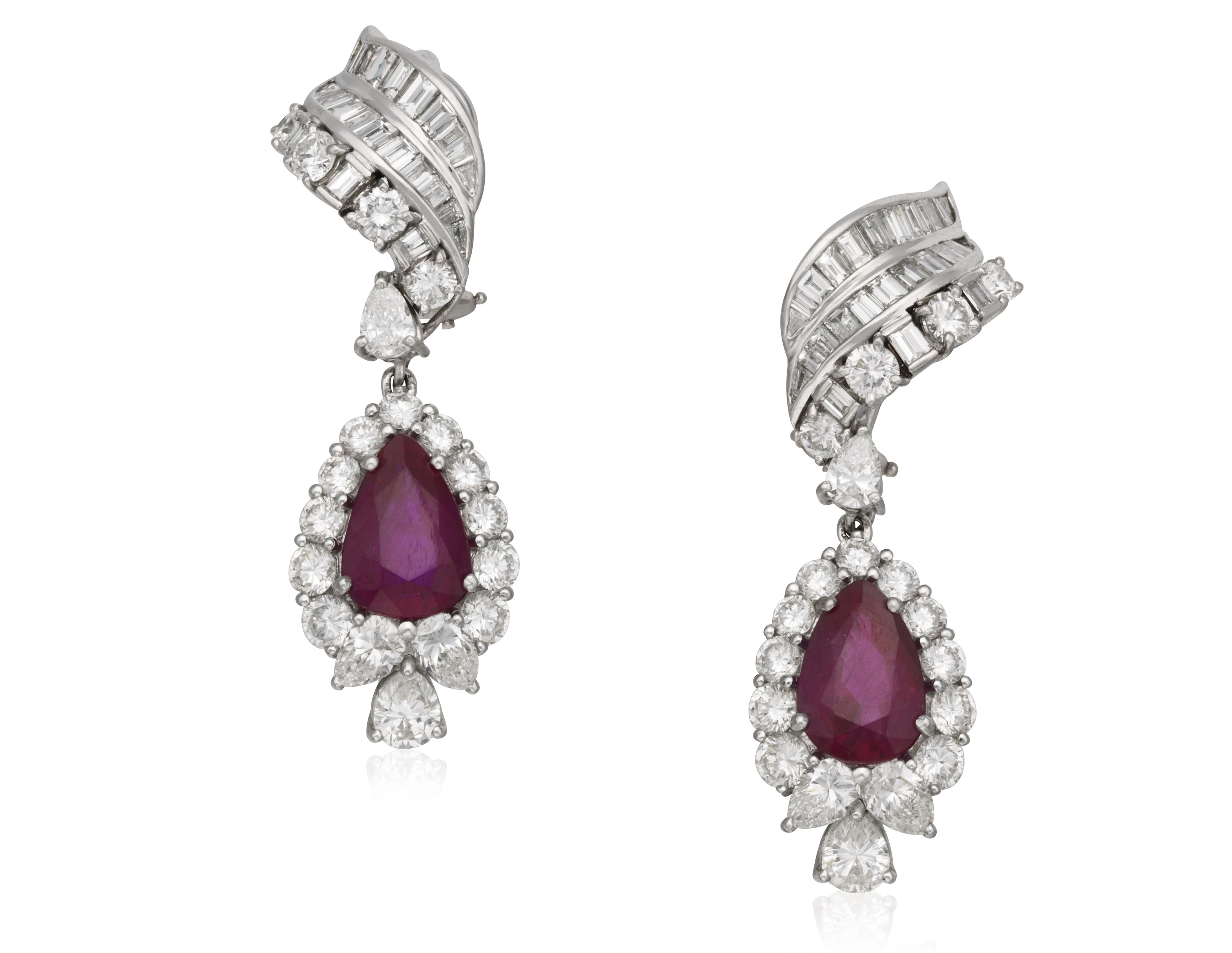 RUBY AND DIAMOND PENDANT EARRINGS WITH AGL REPORT, | Christie’s