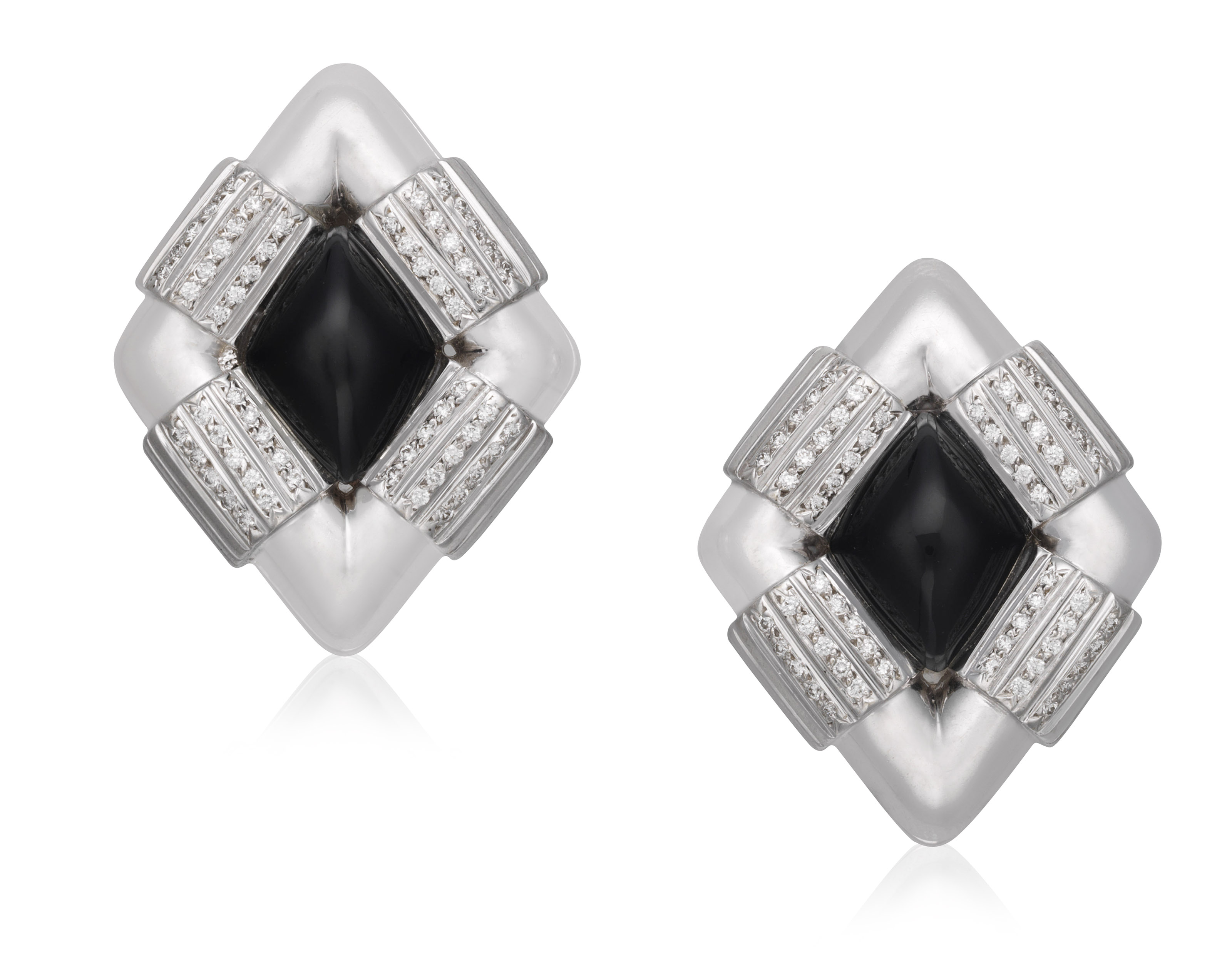 ONYX AND DIAMOND SET EARRINGS, | Christie’s