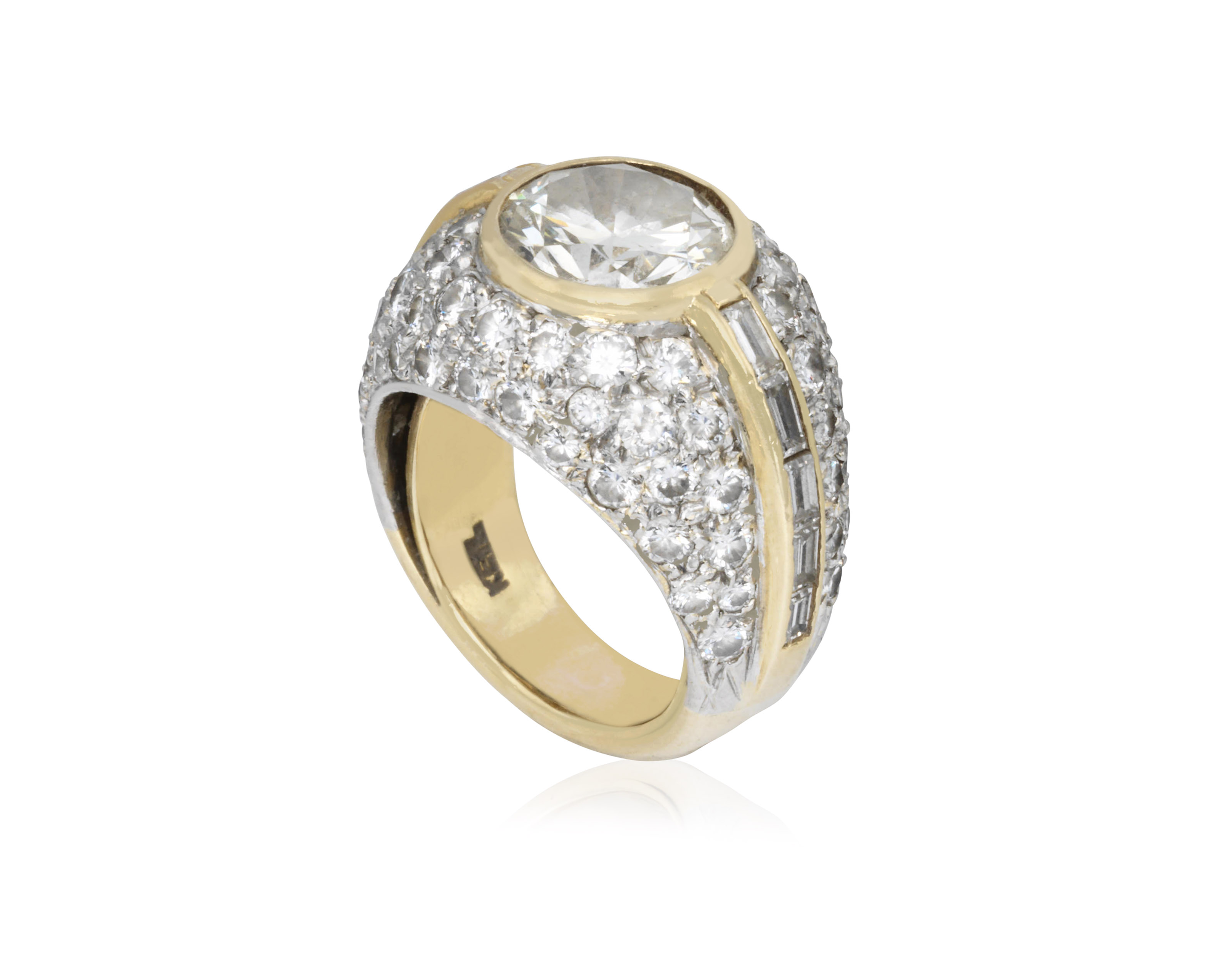DIAMOND SET GOLD AND PLATINUM DOMED RING, | Christie’s