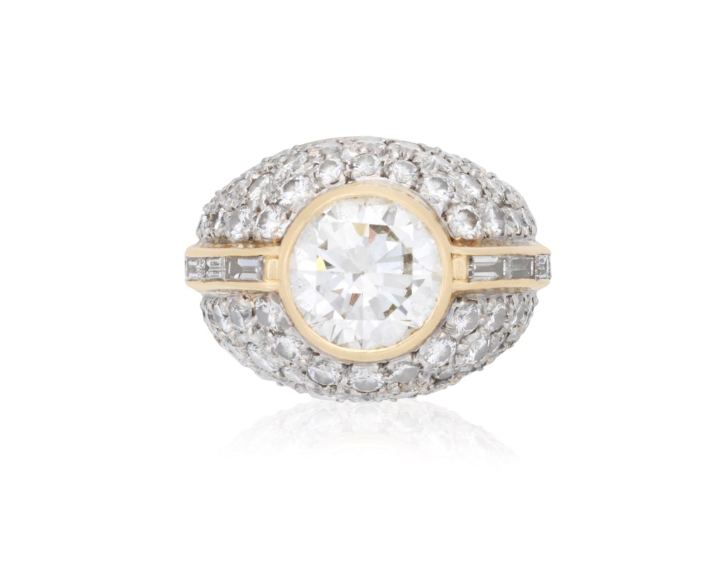 DIAMOND SET GOLD AND PLATINUM DOMED RING, | Christie’s