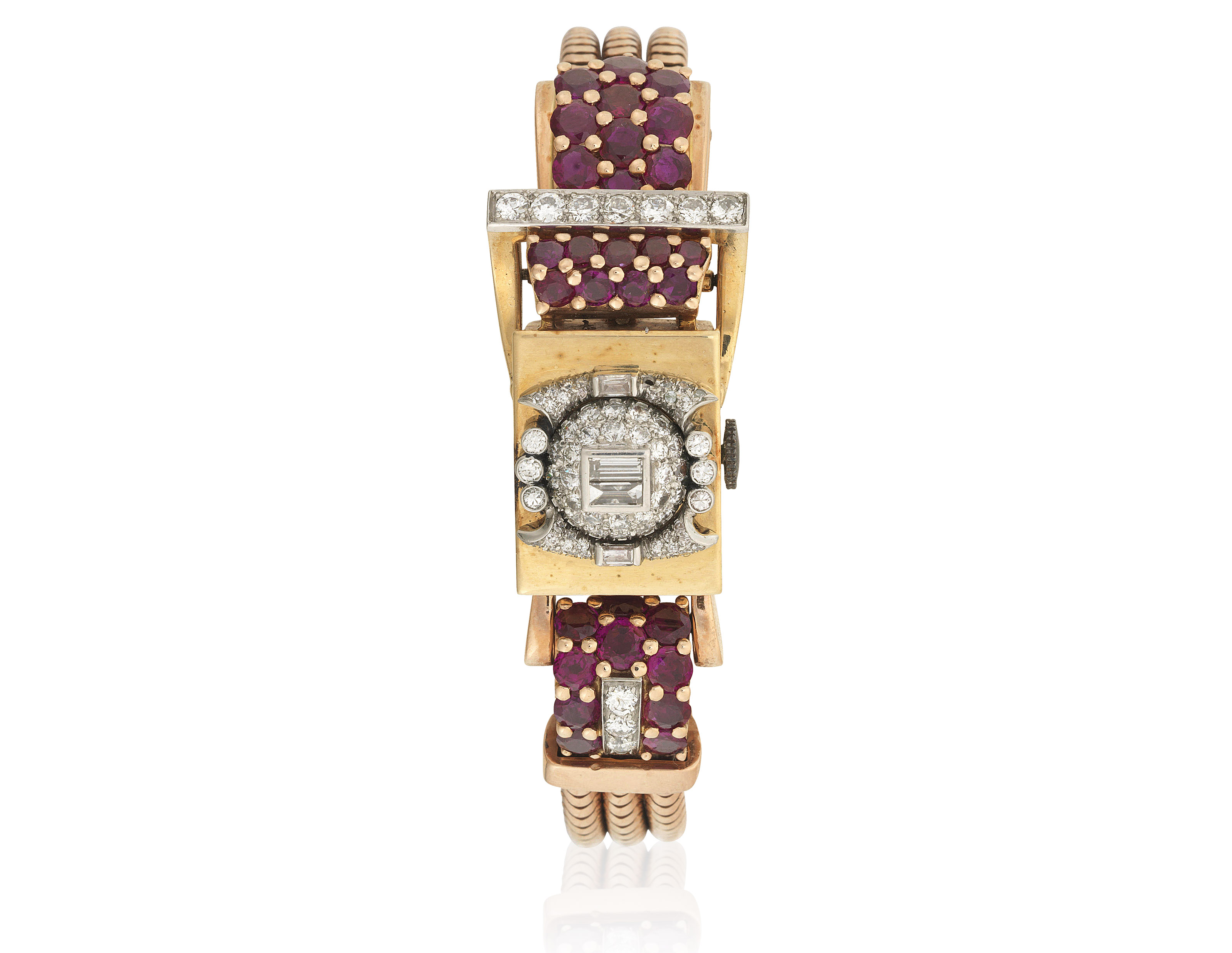 RETRO DIAMOND AND RUBY GOLD WATCH, | Christie’s