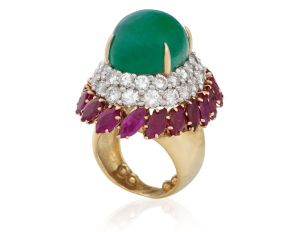 EMERALD, DIAMOND AND RUBY RING, | Christie’s