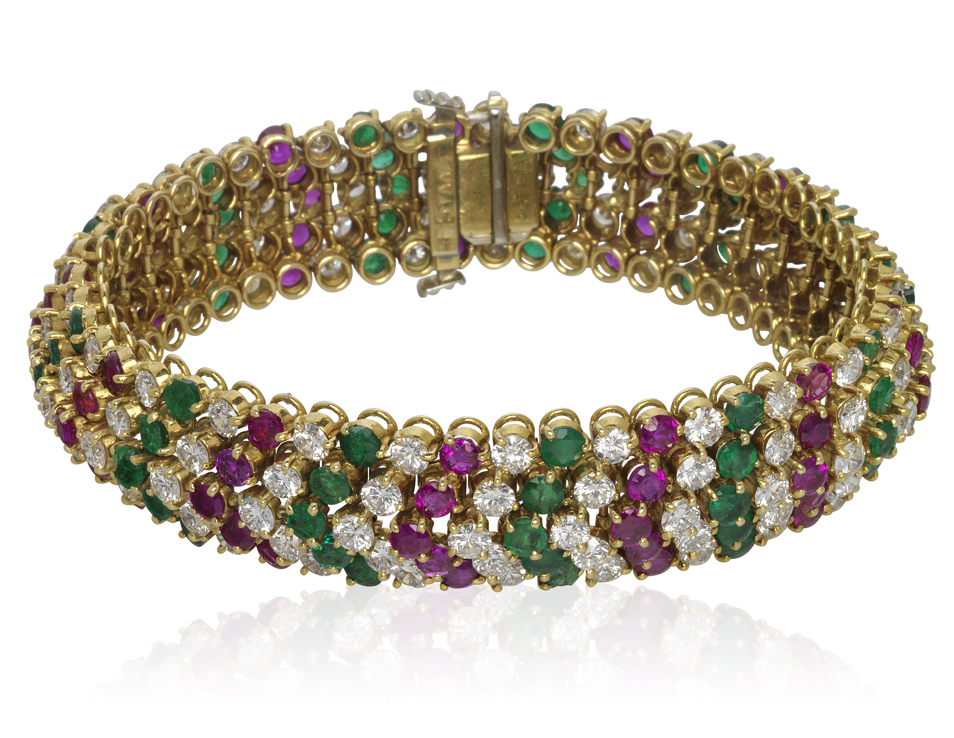 DIAMOND, EMERALD AND RUBY BRACELET, | Christie’s