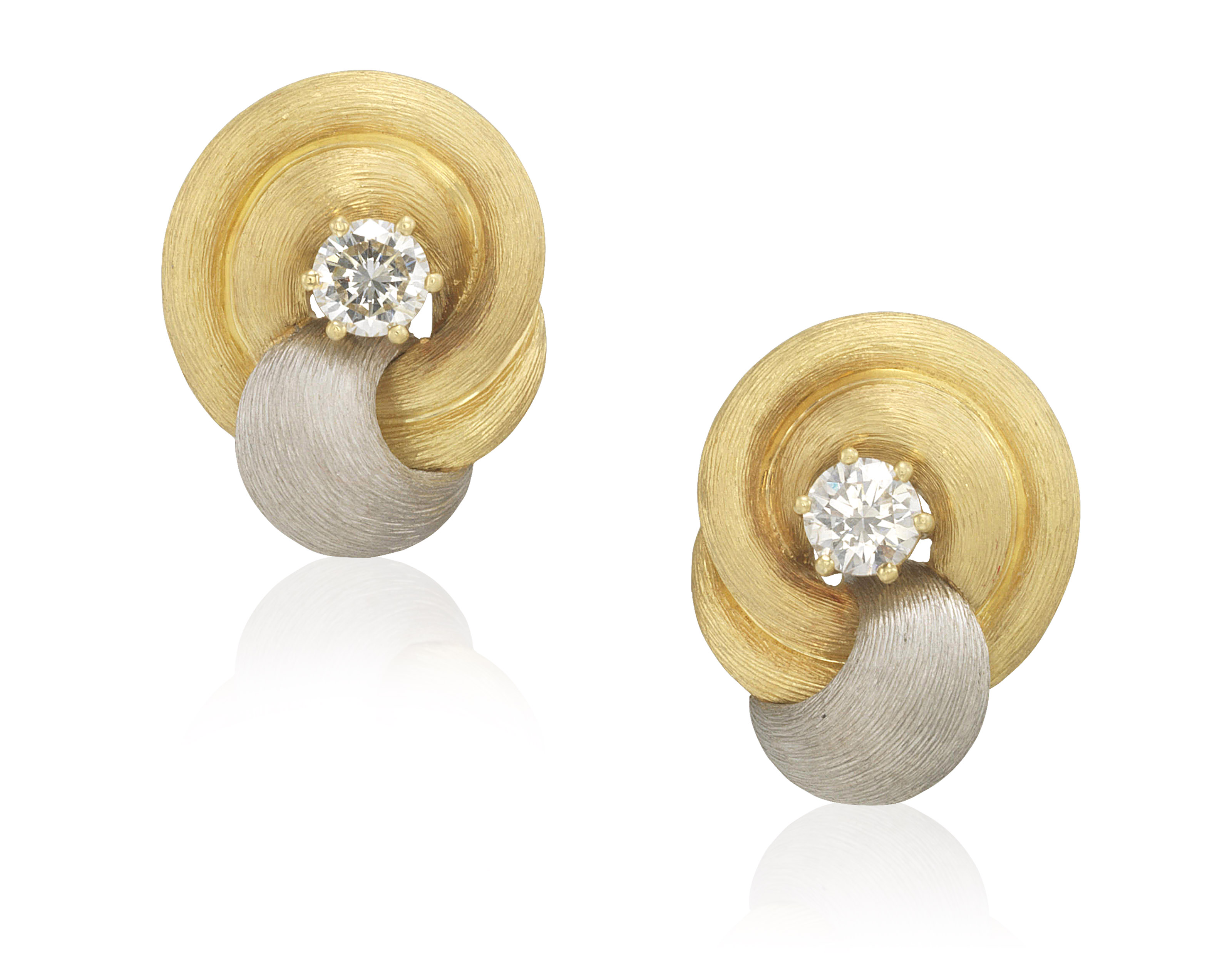 HENRY DUNAY SCULPTED GOLD AND DIAMOND EARRINGS, | Christie’s