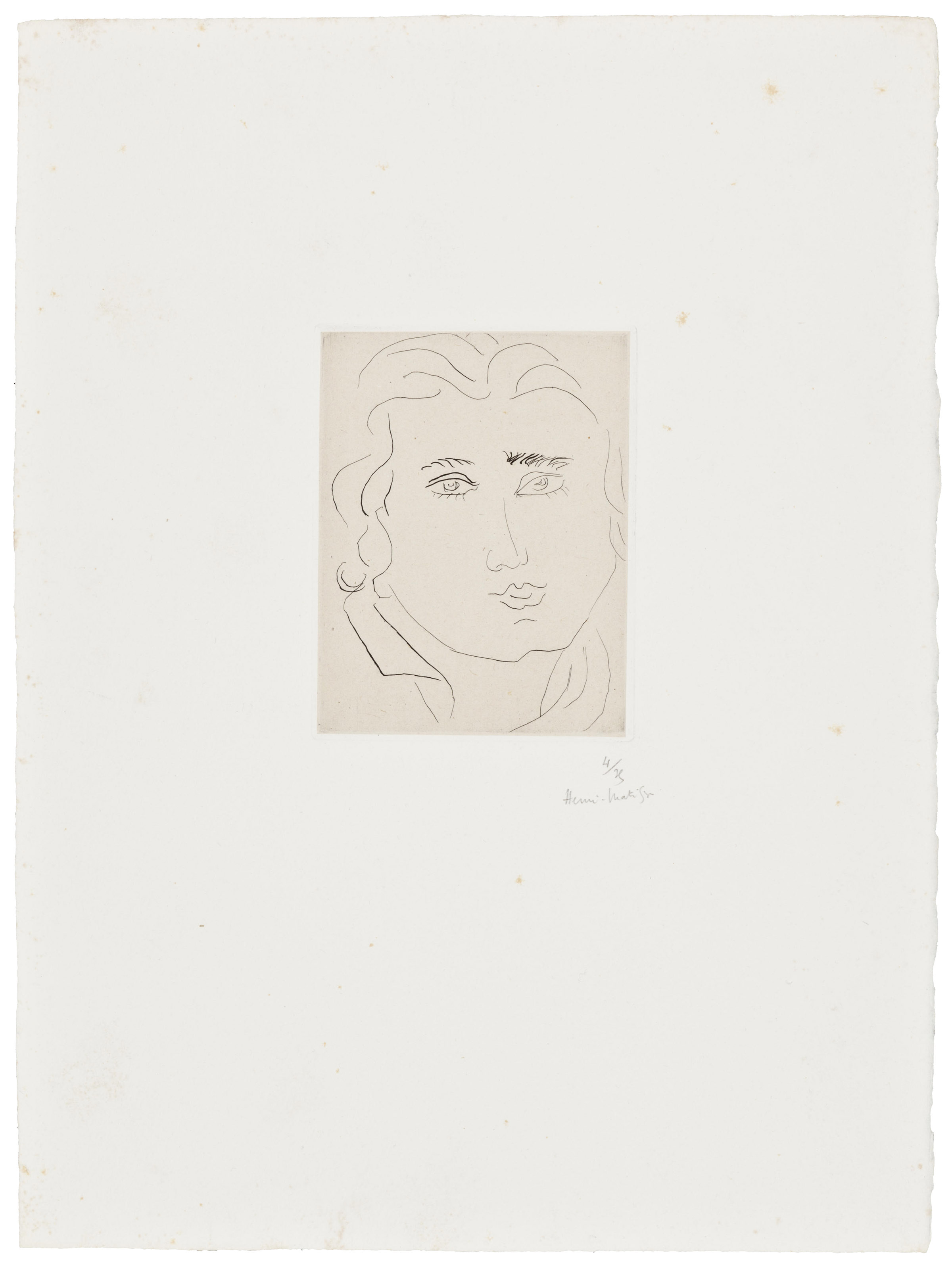 HENRI MATISSE (1869-1954), Tête de jeune fille aux sourcils ...