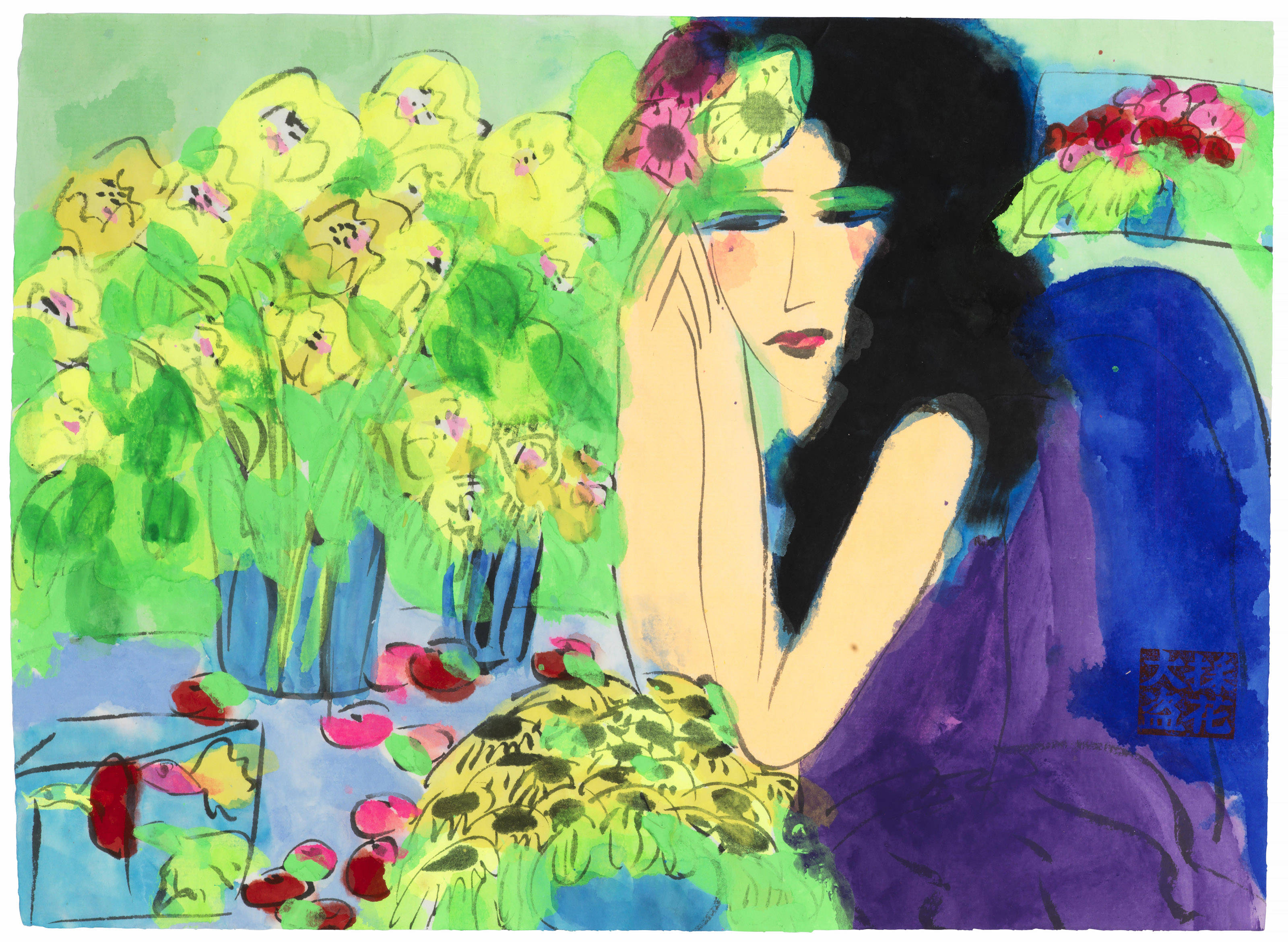 WALASSE TING (CHINA/USA, 1929-2010), Untitled (Lady at Table) | Christie’s