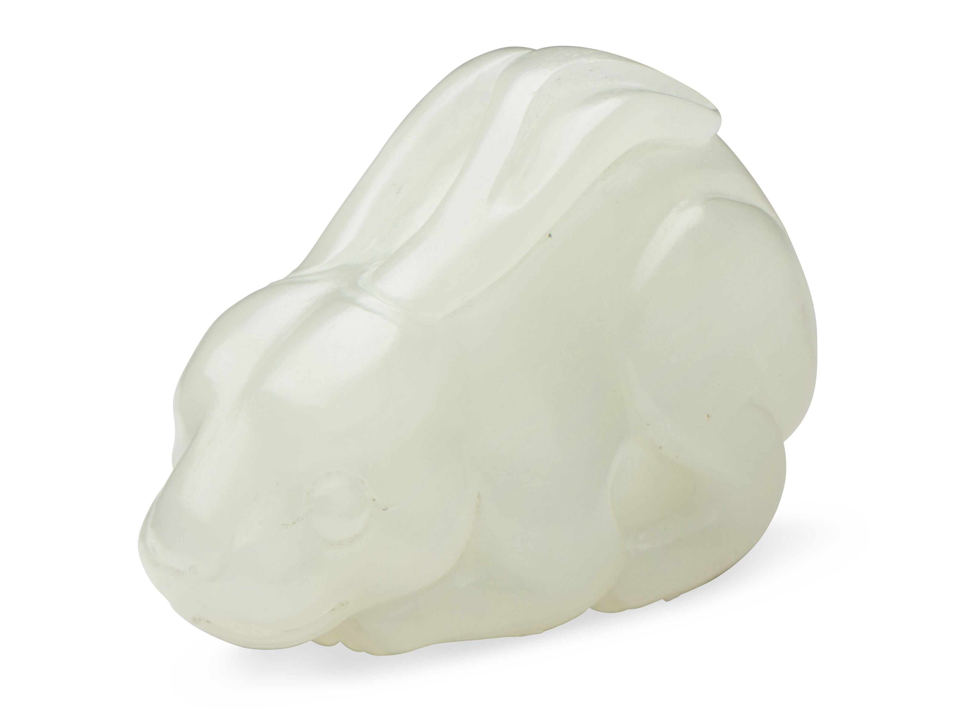 A SMALL WHITE JADE FIGURE OF A RABBIT, QING DYNASTY (1644-1911 ...