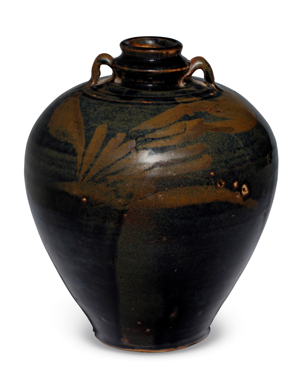 A RUSSET-PAINTED BLACK-GLAZED OVOID JAR, JIN-YUAN DYNASTY, 13TH CENTURY ...