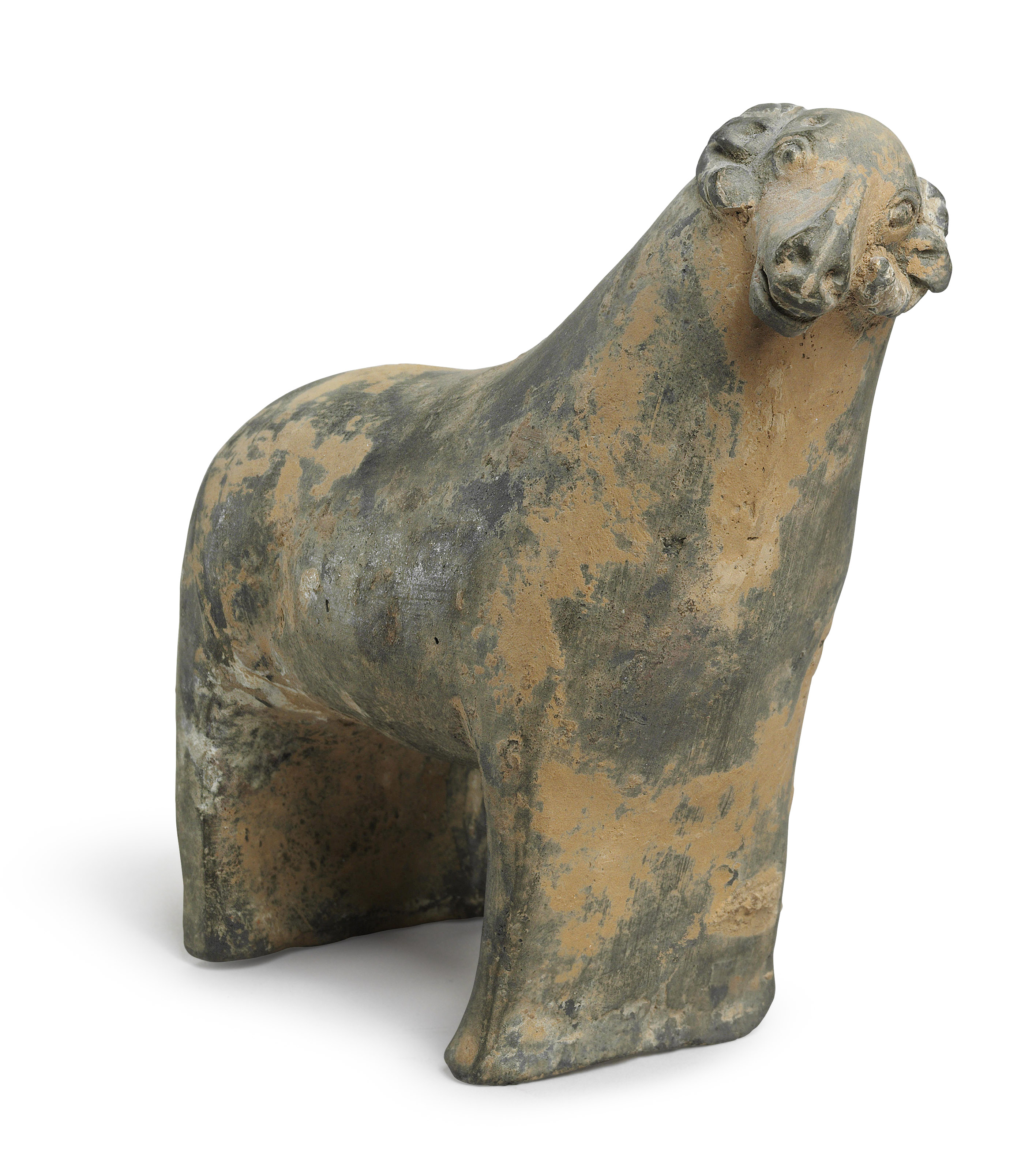 A GREY POTTERY FIGURE OF A RAM, NORTHERN DYNASTIES, 4TH-5TH CENTURY ...